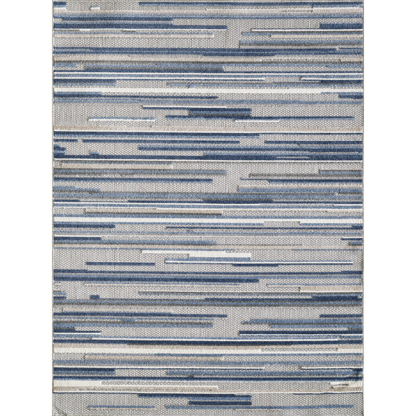 Laurel Foundry Modern Farmhouse® Gemmill Blue and Gray Abstract Stripes ...