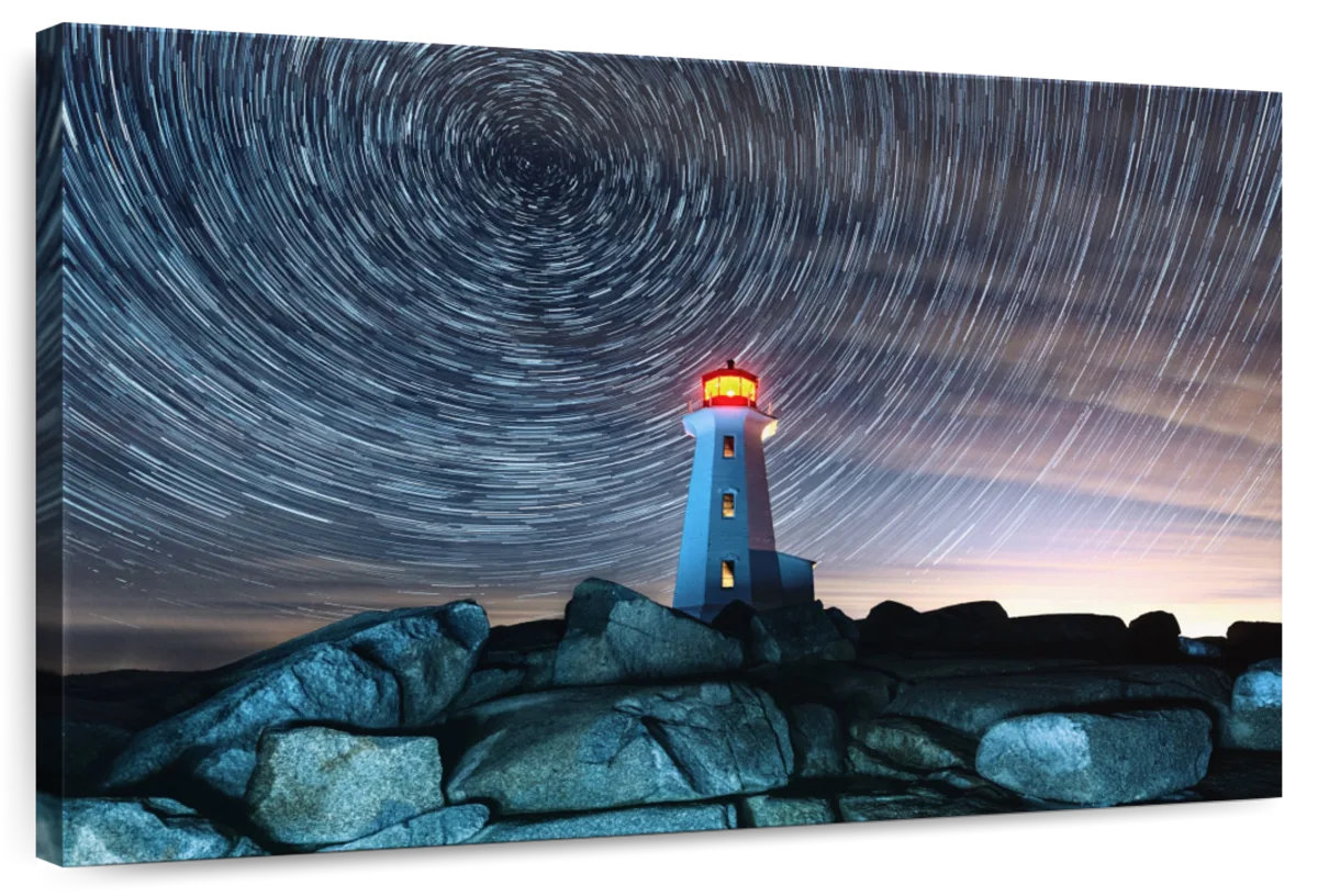 Ebern Designs Lilie Spinning Stars Over Lighthouse | Wayfair