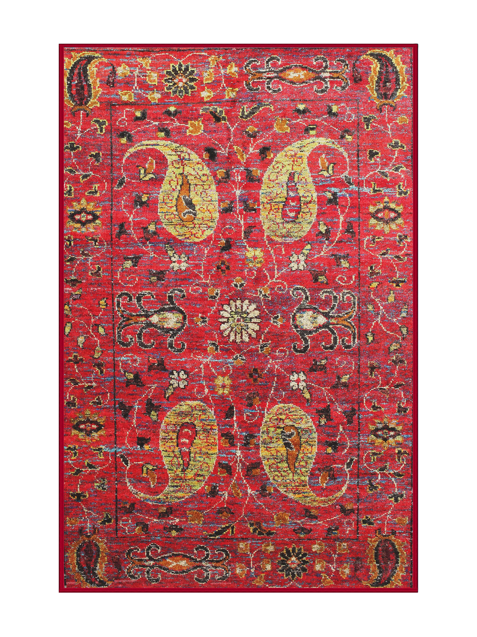 Bungalow Rose Oriental Yellow/Red Area Rug | Wayfair