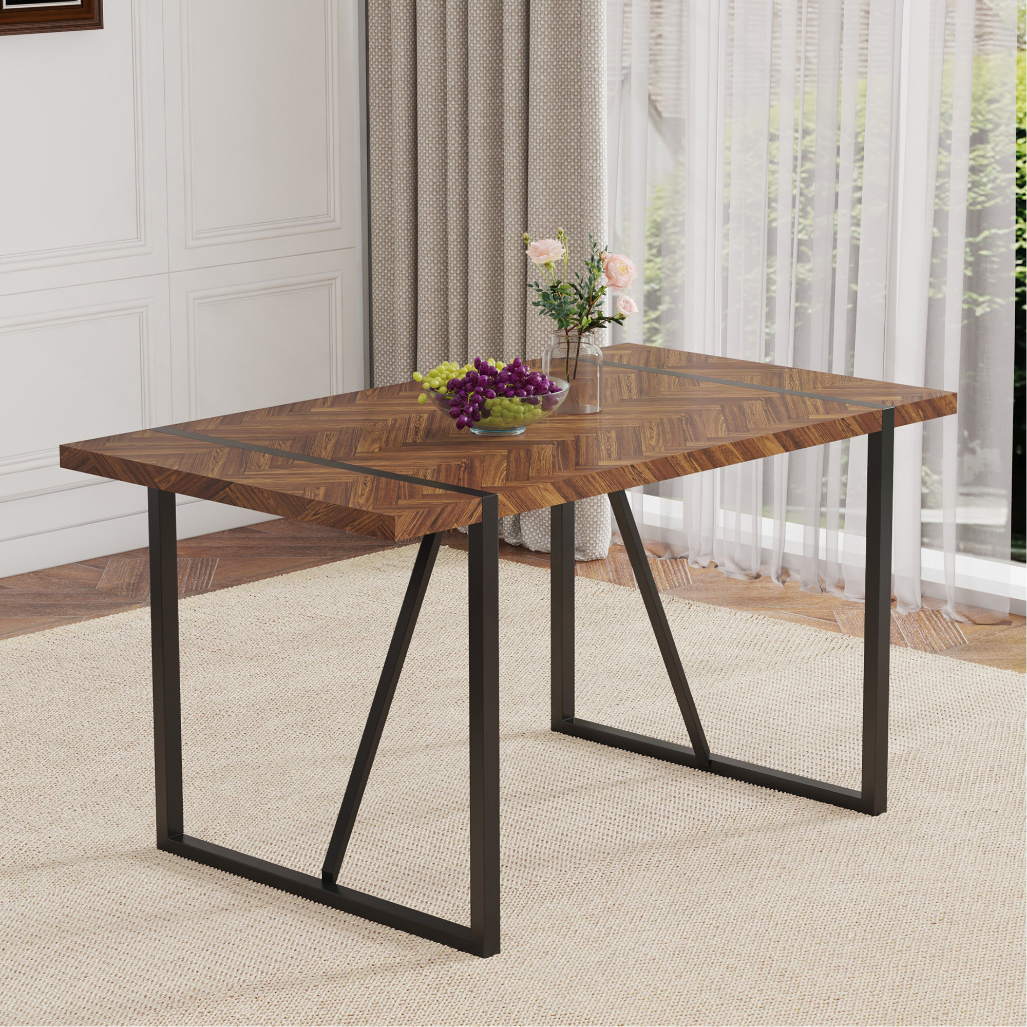 Corrigan Studio® A Minimalist Retro Rectangular Dining Table With A ...