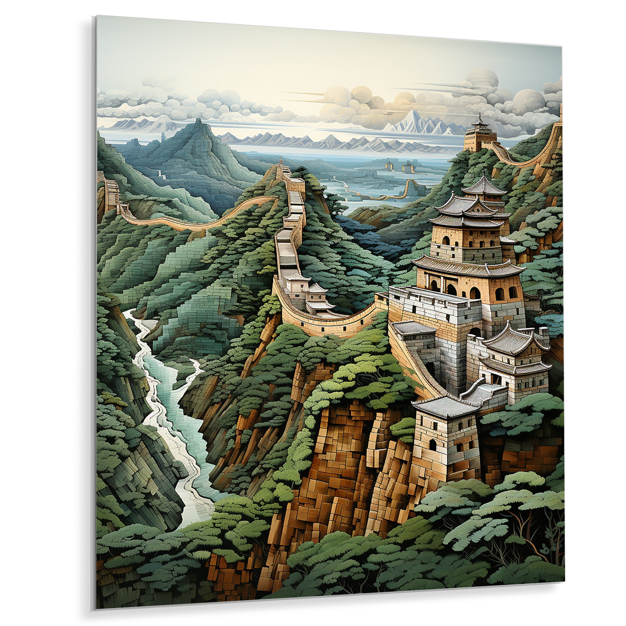 Millwood Pines Asian Art Great Wall Of China II - Asian Metal Wall Art ...