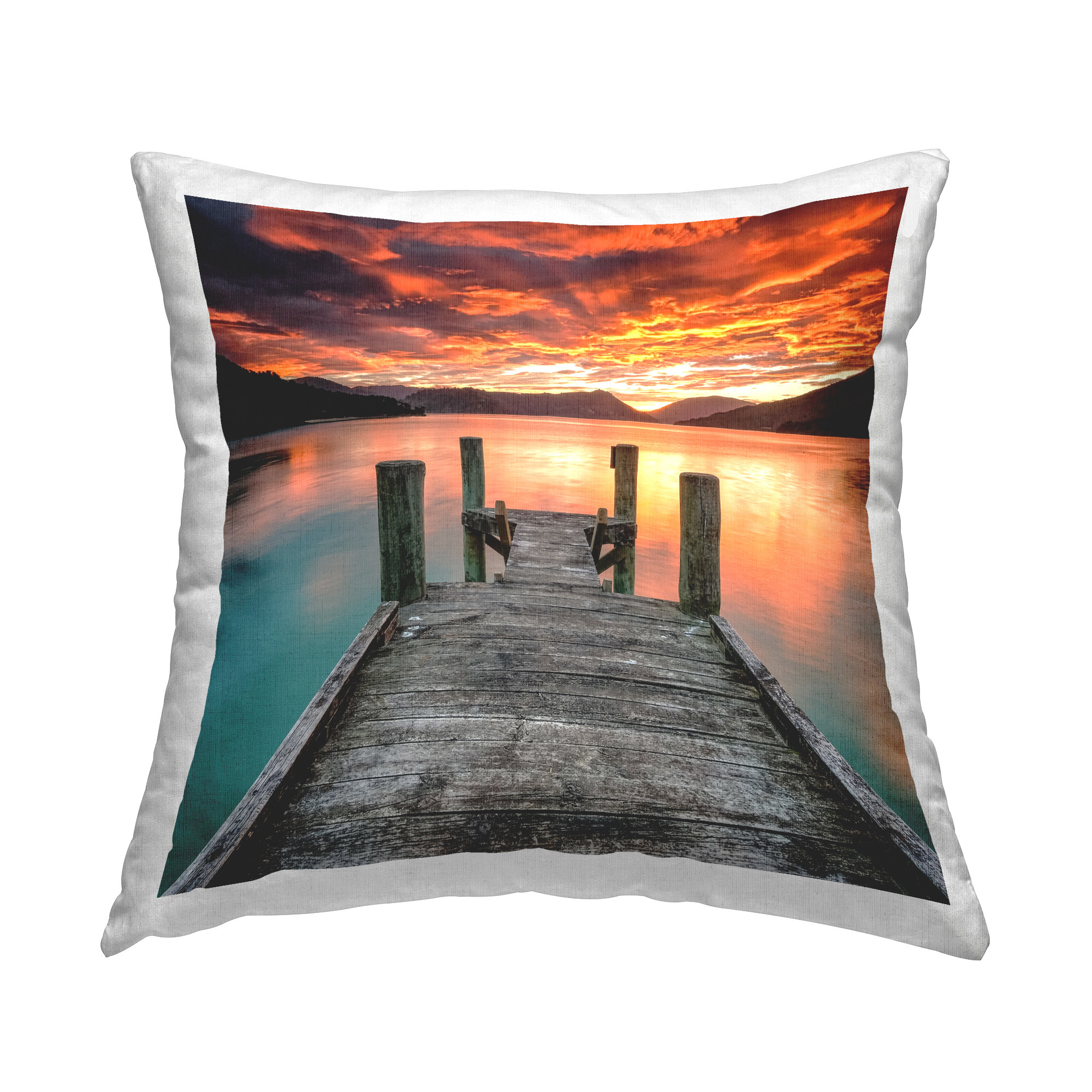 Stupell Industries Sunset Over Lake Dock Printed Throw Pillow Design By ...