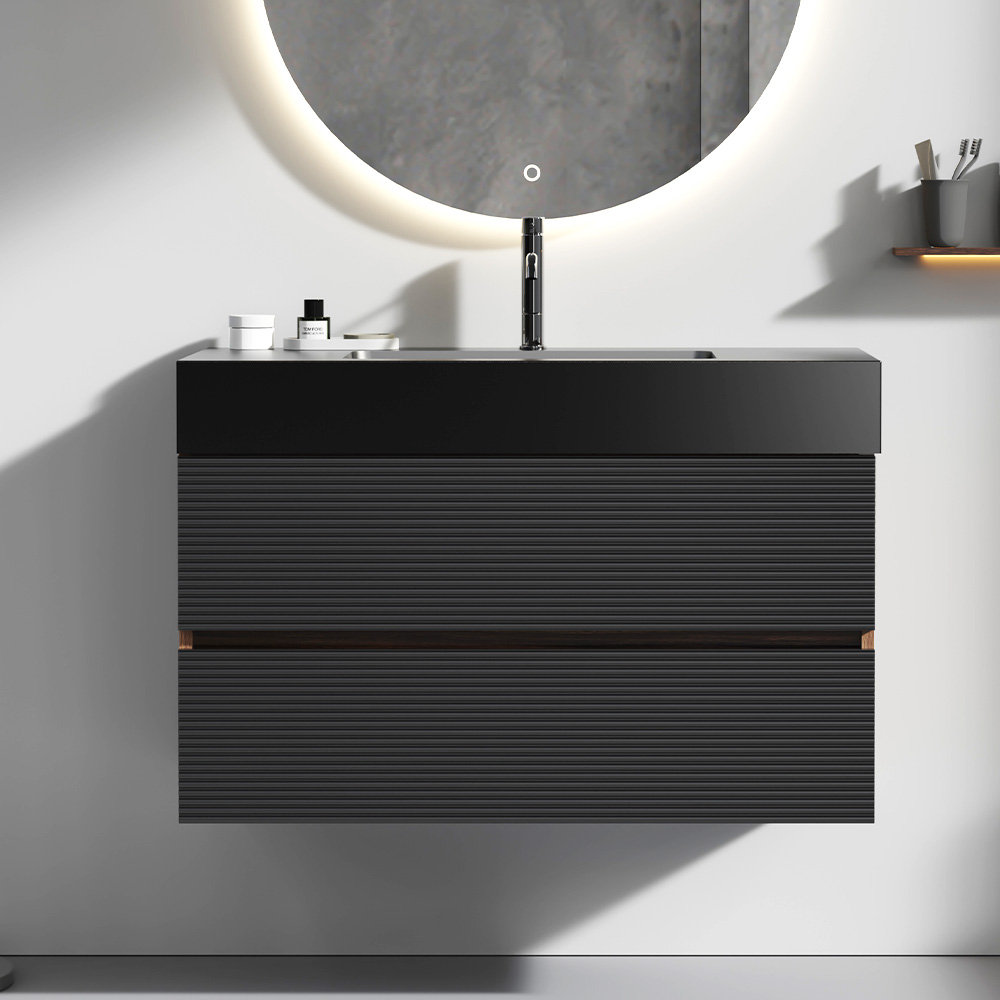 Latitude Run® Joe Wall-Mounted Floating Bathroom Vanity with One-Piece ...