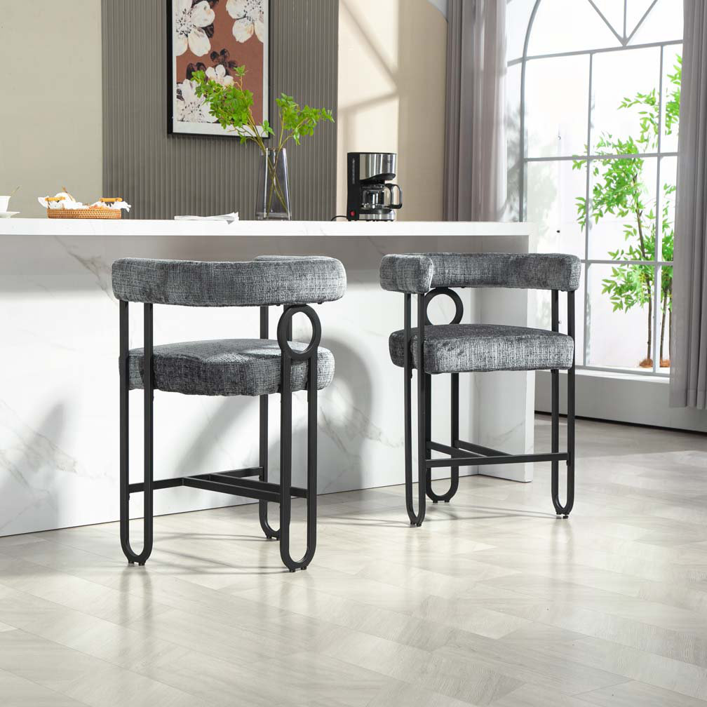 Hokku Designs Metal Frames Upholstered Bar Stools for Kitchen Island ...