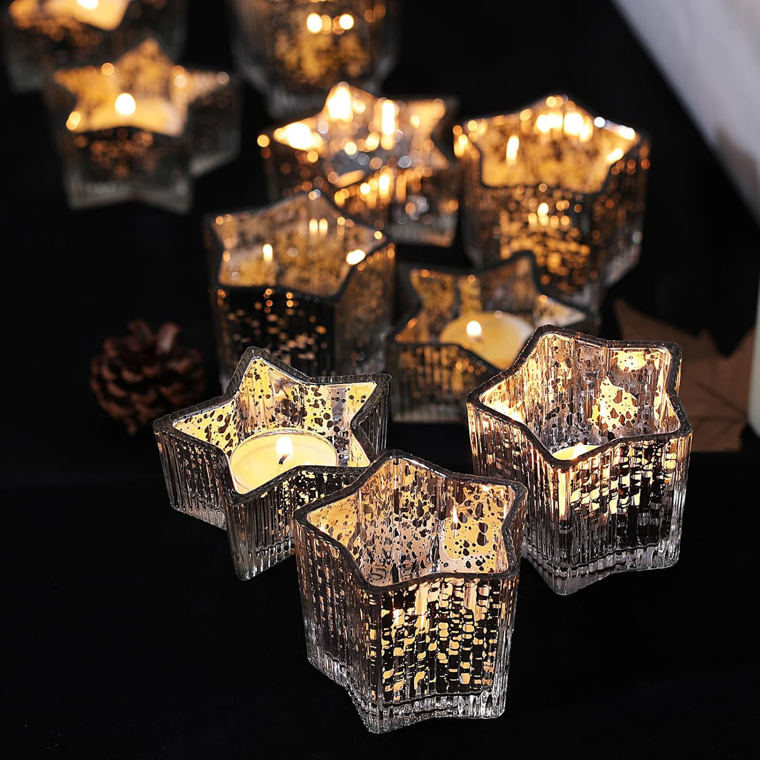 Hokku Designs 10pcs Silver Ribbed Star Tea Light Holders | Wayfair
