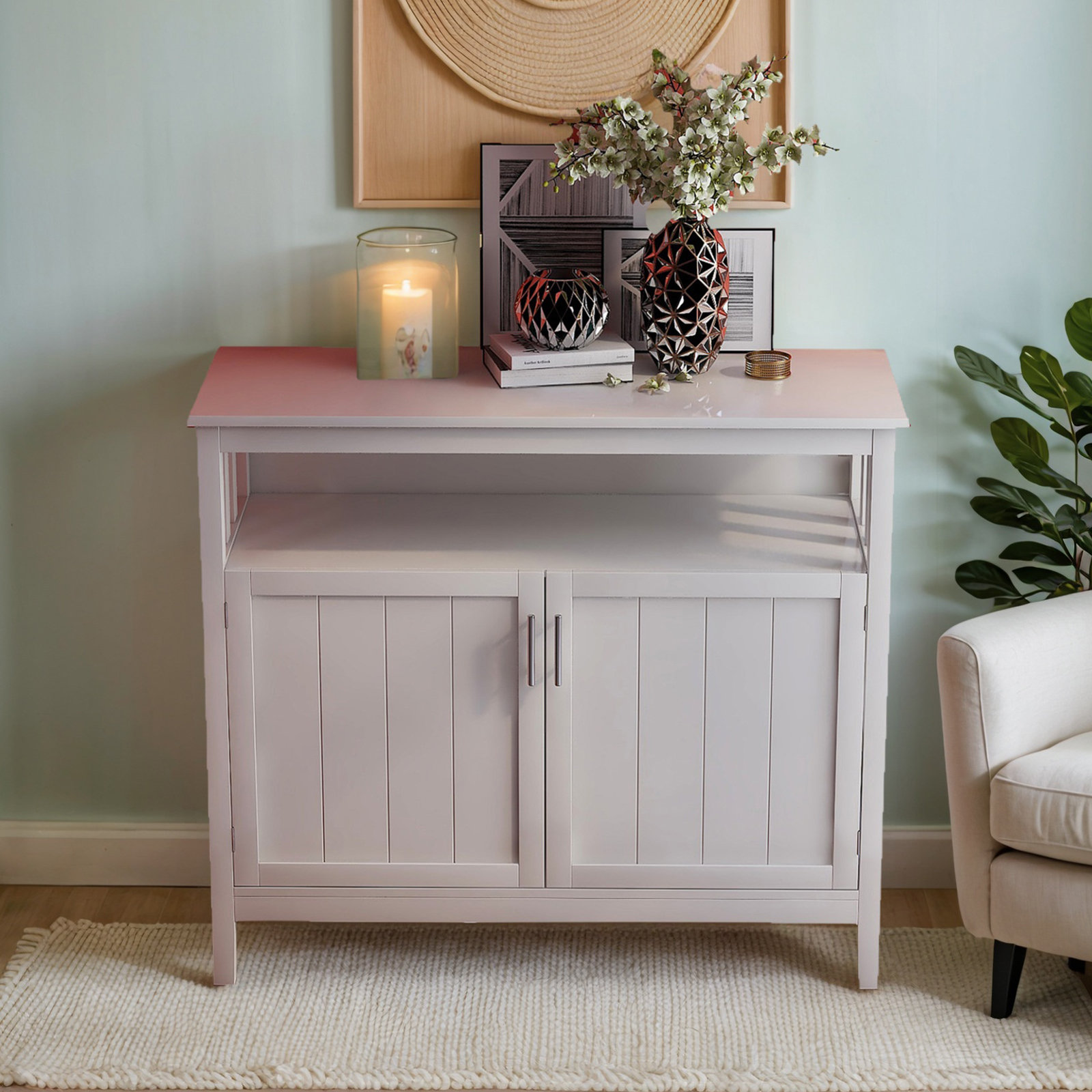 Winston Porter Modern Kitchen Sideboard Cabinet With Adjustable Shelves ...