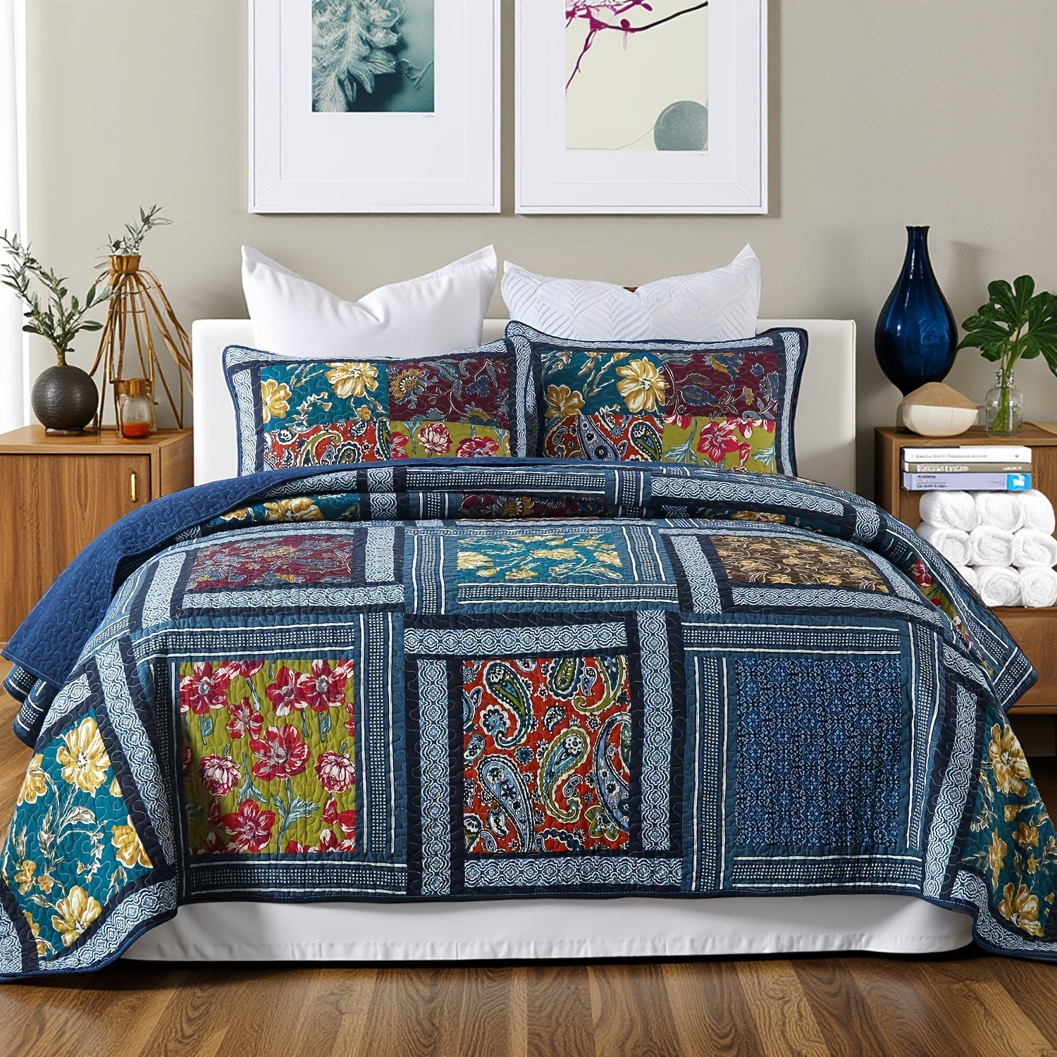 HoneiLife Blue Agate Cotton Handmade Patchwork Quilt Sets - Wayfair Canada