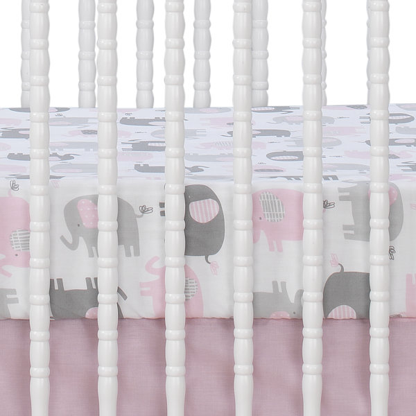 Bedtime Originals Eloise Pink/Gray/Gold/White Elephant 3-Piece Nursery ...