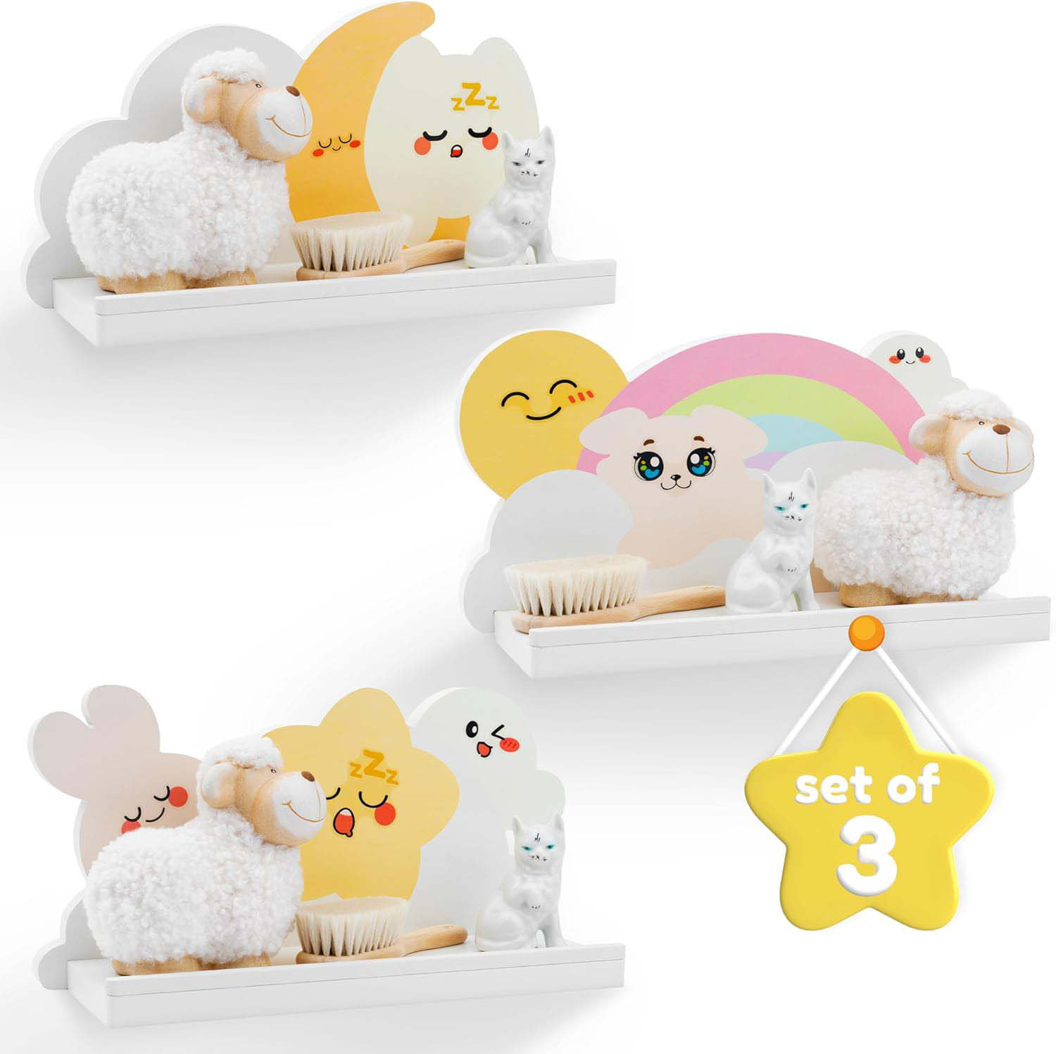 Trule Cute Cloud Shelves For Nursery Room - 14.8 In X 4.6 In - Set Of 3 ...