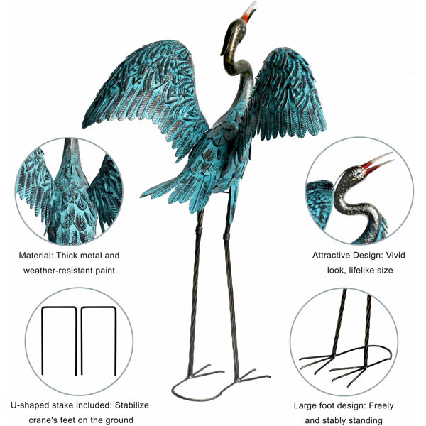 Arlmont & Co. Kalum Birds Metal Garden Statue | Wayfair