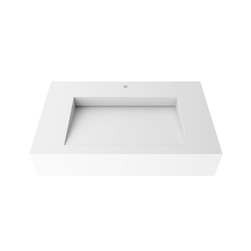 CastelloUSA Pyramid 24" Wall-Mounted Modern Bathroom Sink with Ramp ...