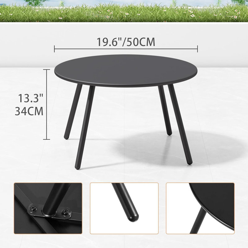 Shimano 20" Round Metal Outdoor Side Coffee Table For Outside Patio ...