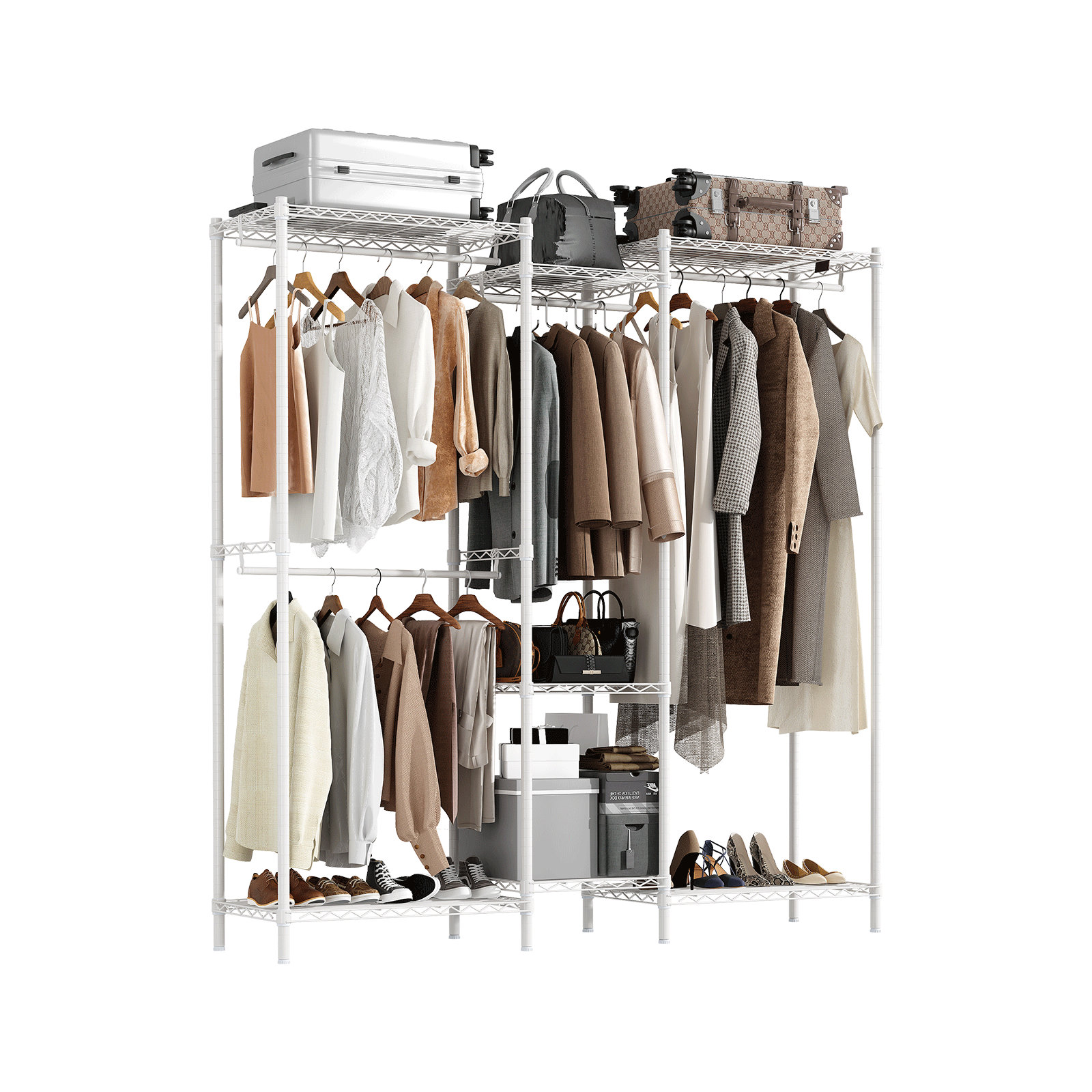Rebrilliant Heavy Duty Closet Clothes Rack, Wire Garment Rack With 4 ...