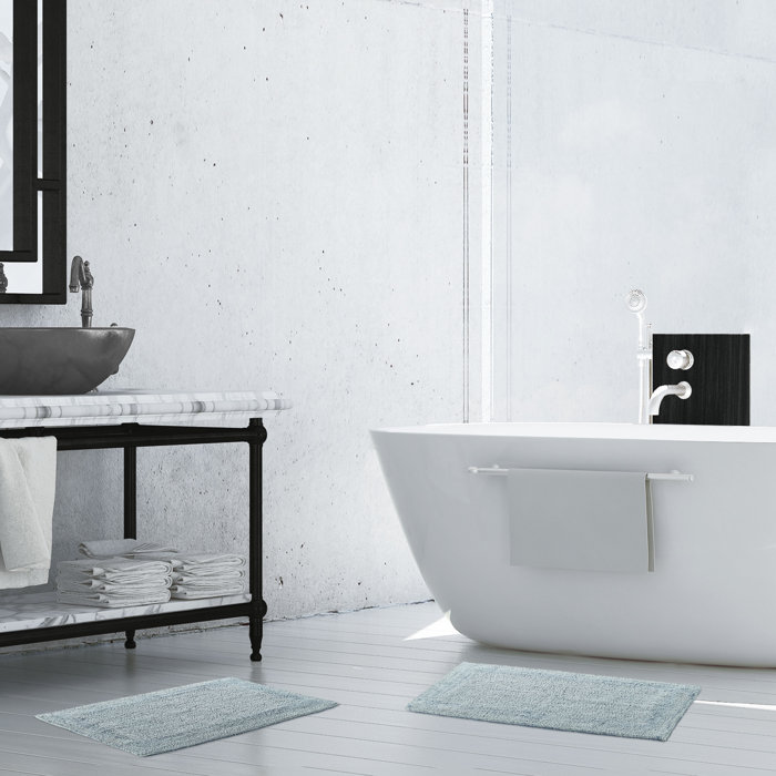 French Connection Hebert Rectangle Cotton Blend 2 piece Bath Rug Set ...