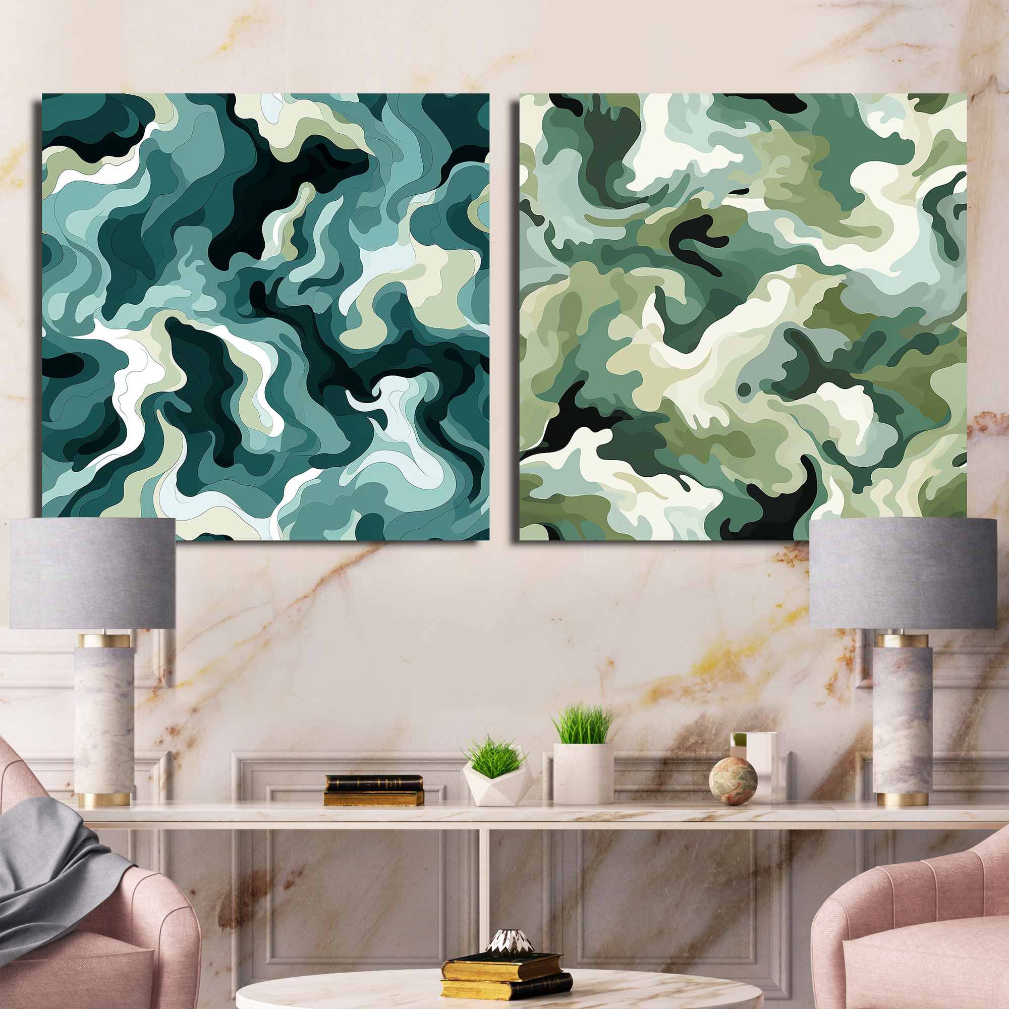 Design Art Green Chic Camouflage Fashion - Abstract Square Collage Set ...