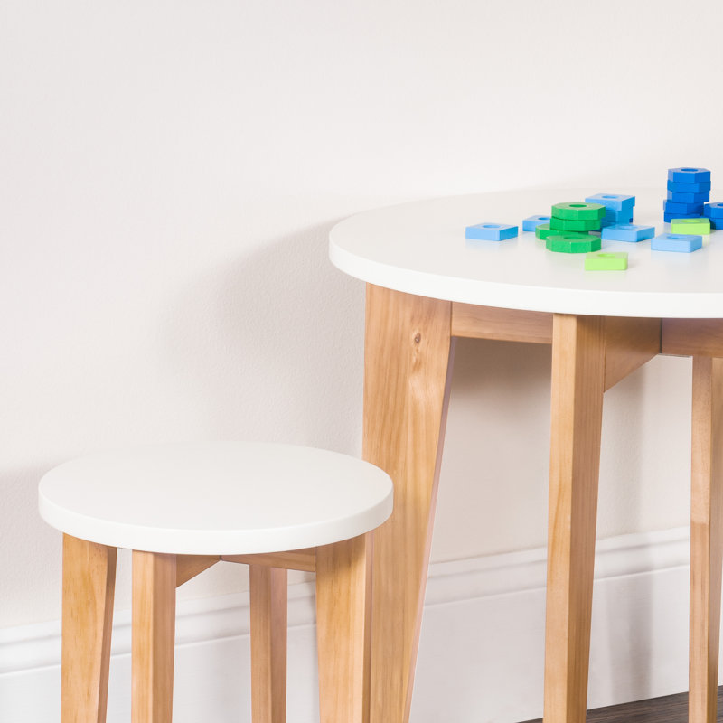 Child Craft Geo Kids Round Wood Table And Chair Set (2 Stools Included ...