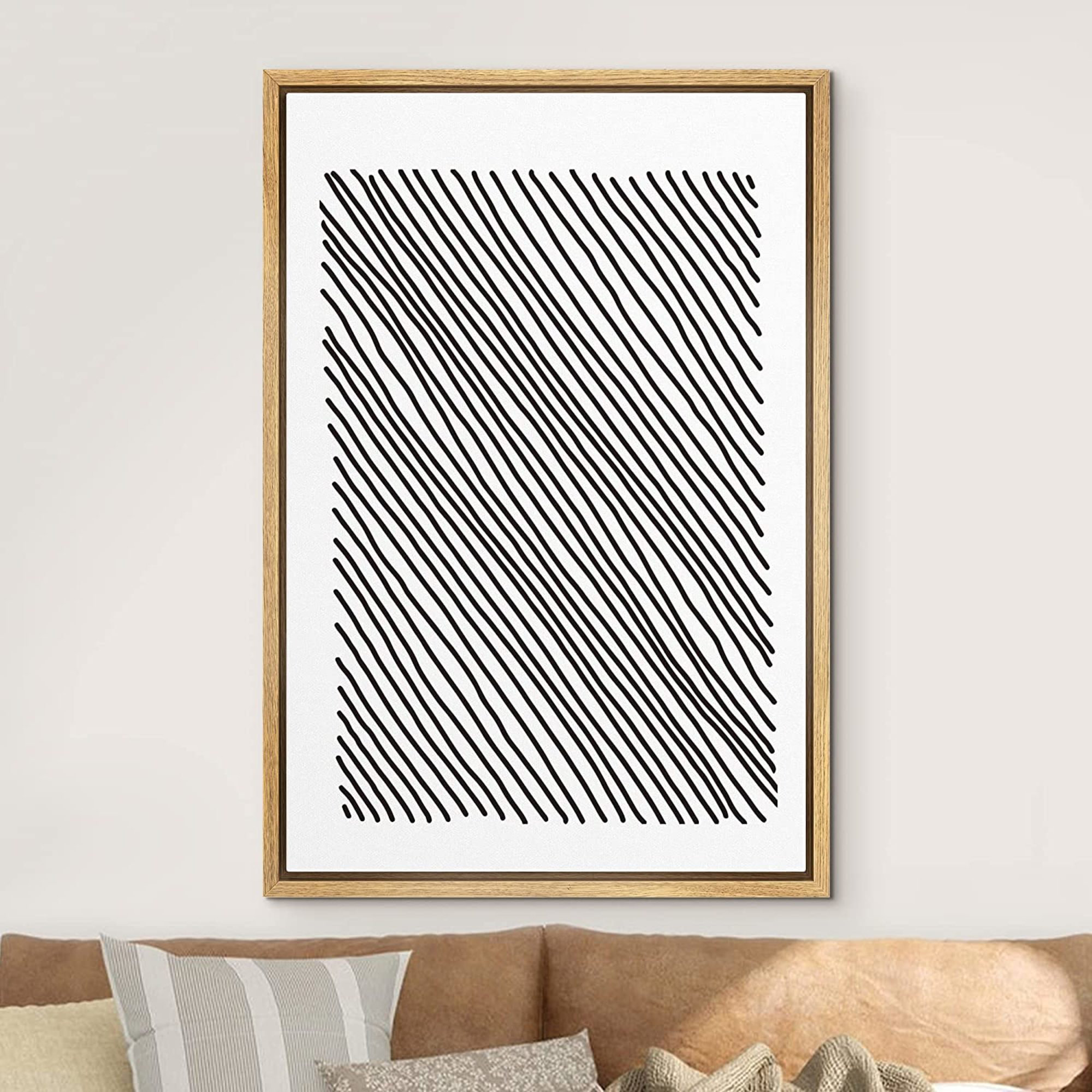 IDEA4WALL Framed Canvas Print Wall Art Black White Geometric Square ...