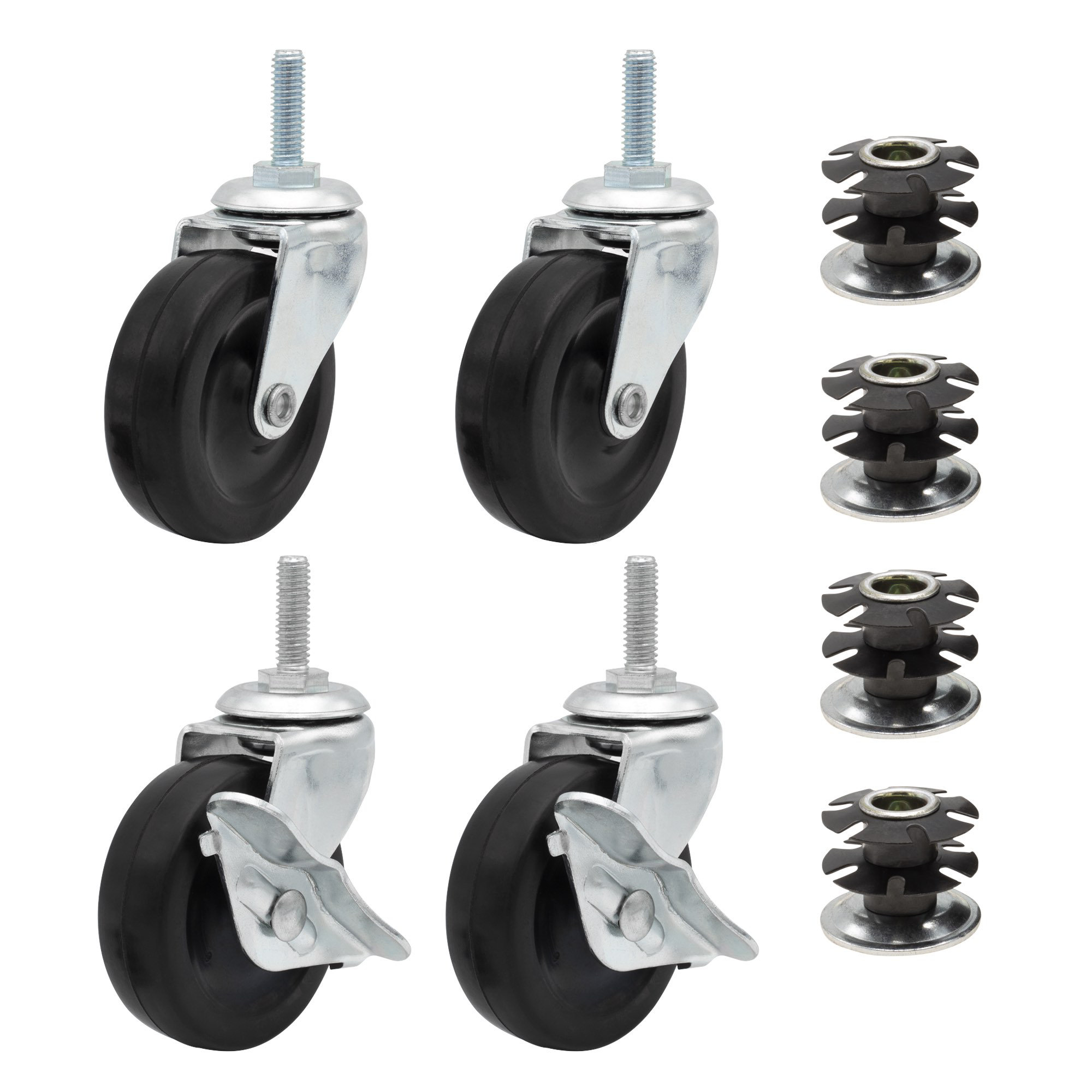 Outwater 1-1/4in. Round Metal Double Star Caster Insert 2 With Brakes ...