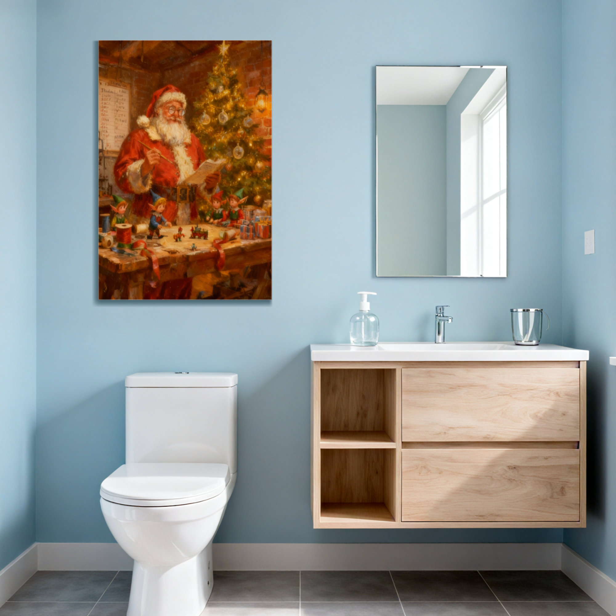 Canora Grey Liste de lecture du Père Noël avec les elfes et l'arbre de ...