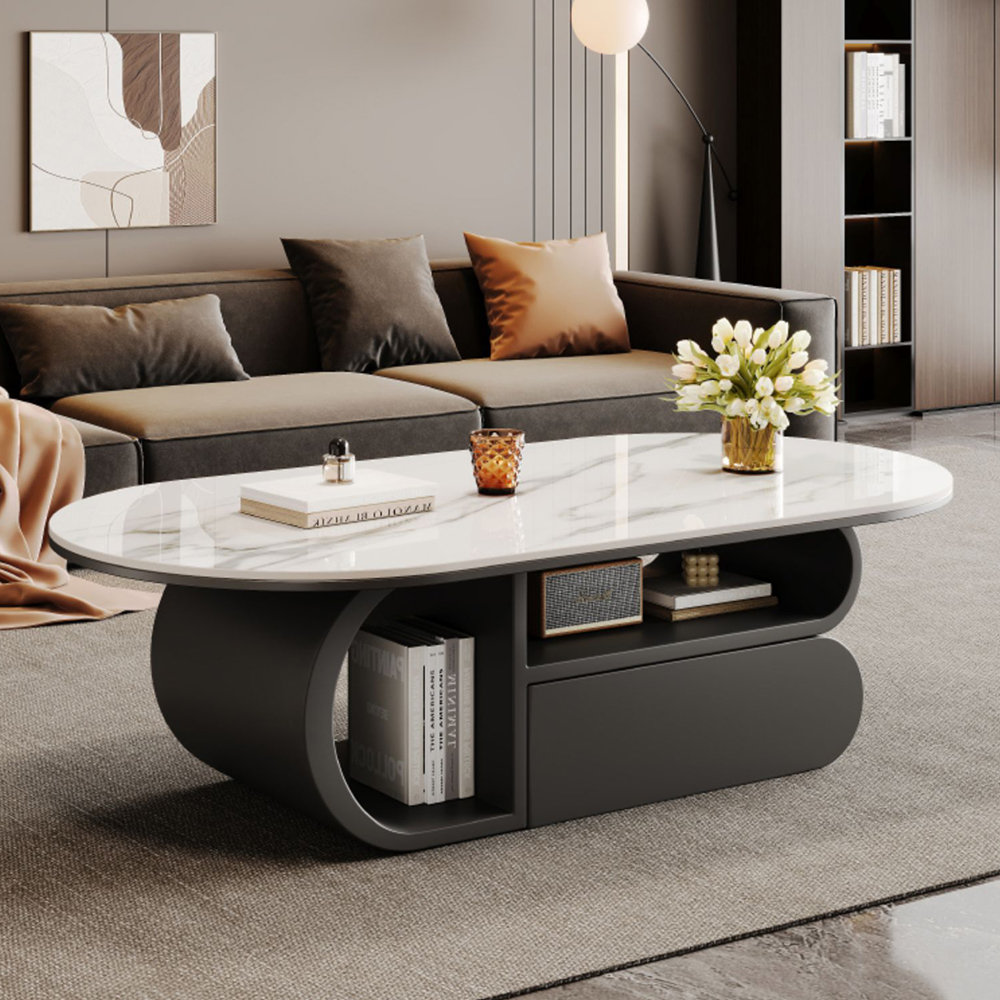 Bkoksety Modern Simple Rock Slab Storage Coffee Table | Wayfair