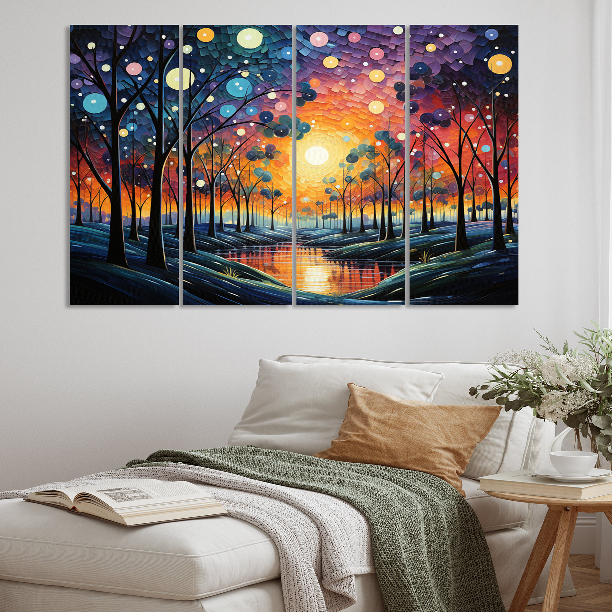 Millwood Pines Colorful Trees Collage IV On Canvas 4 Pieces Print | Wayfair