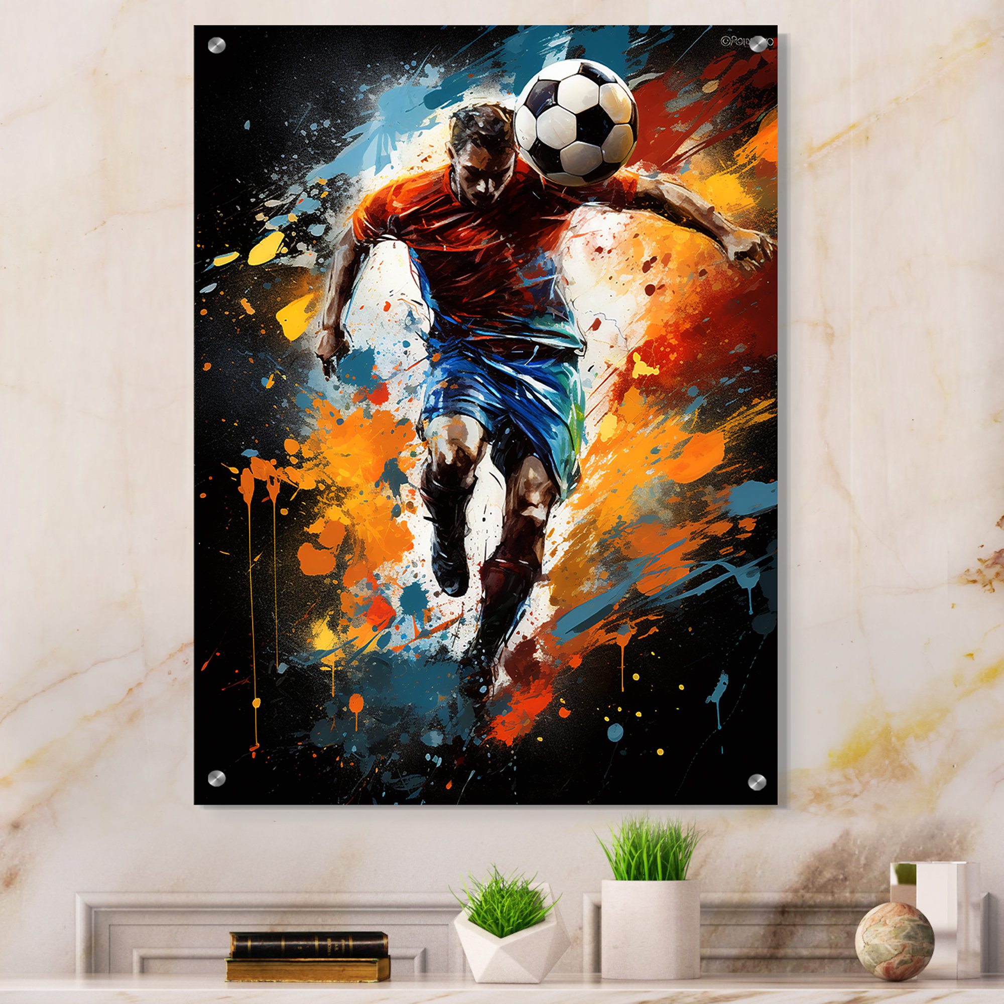 Ivy Bronx Abstract Soccer Portrait Fusion - Soccer Acrylic Wall Art ...