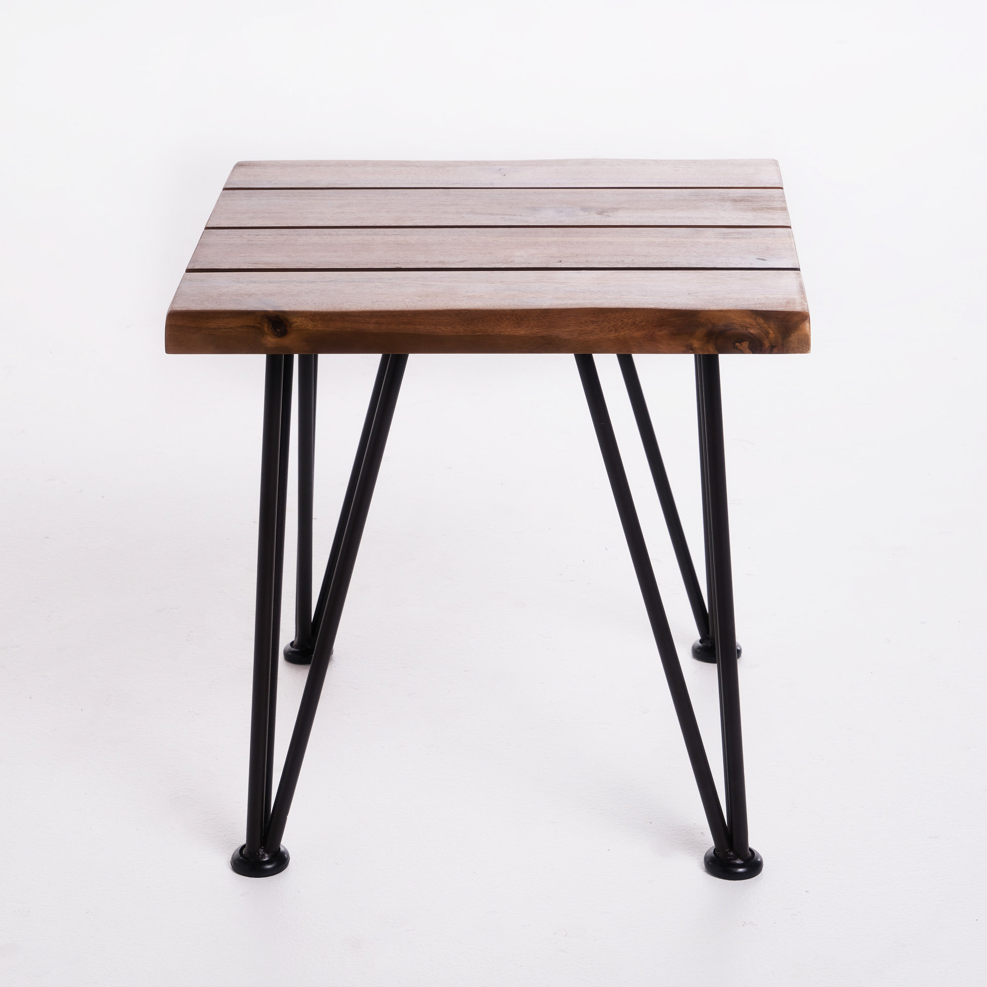 Latitude Run® Rustic Industrial Accent Table For Backyard, Wood And ...