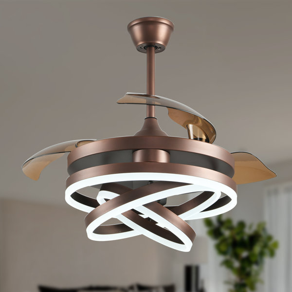 Ivy Bronx Gwenette 36'' Modern DIY Shade Ceiling Fan with LED Lights, 6 ...