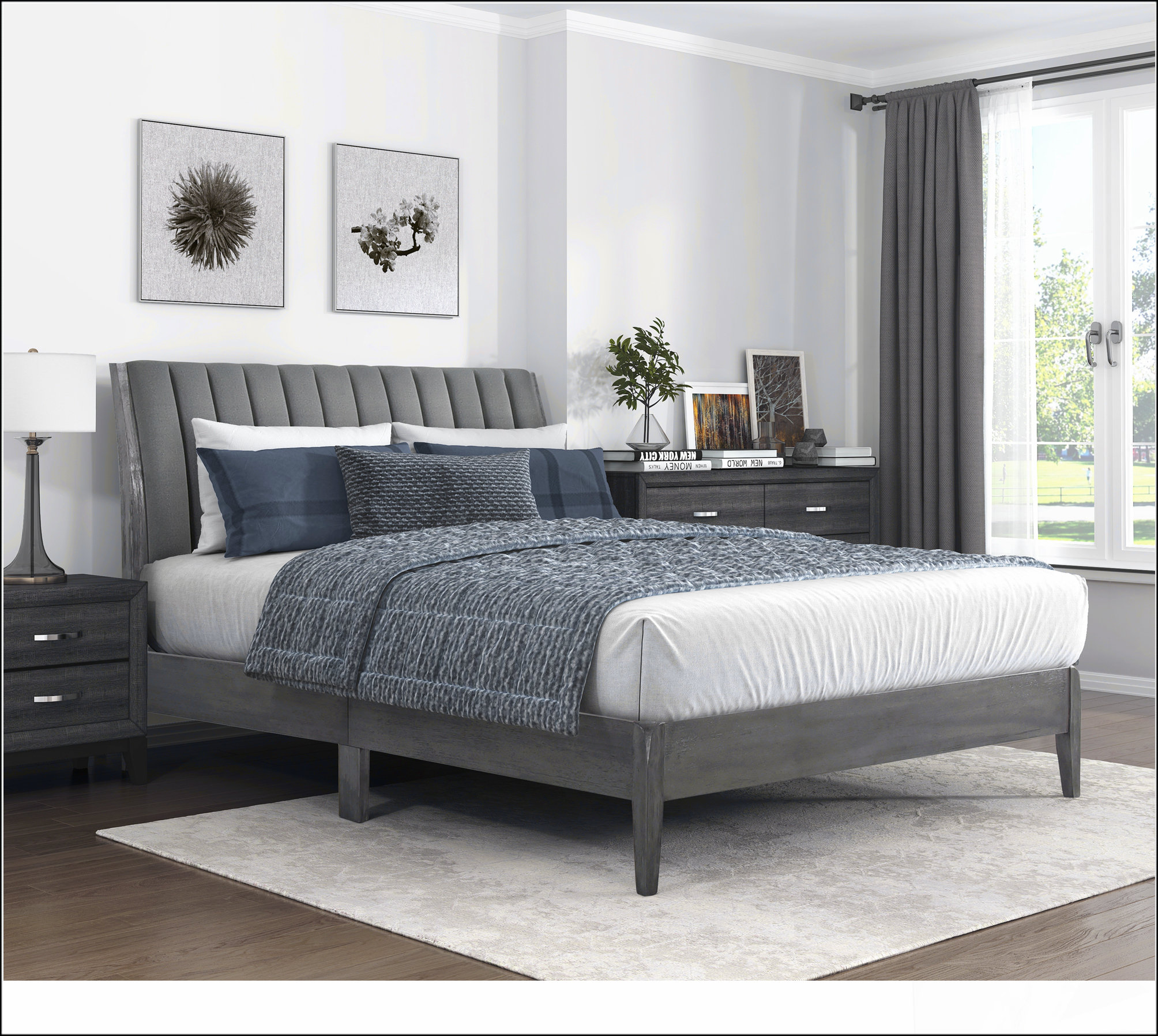 Latitude Run® Queen Bed Sturdy and durable, modern and simple ...