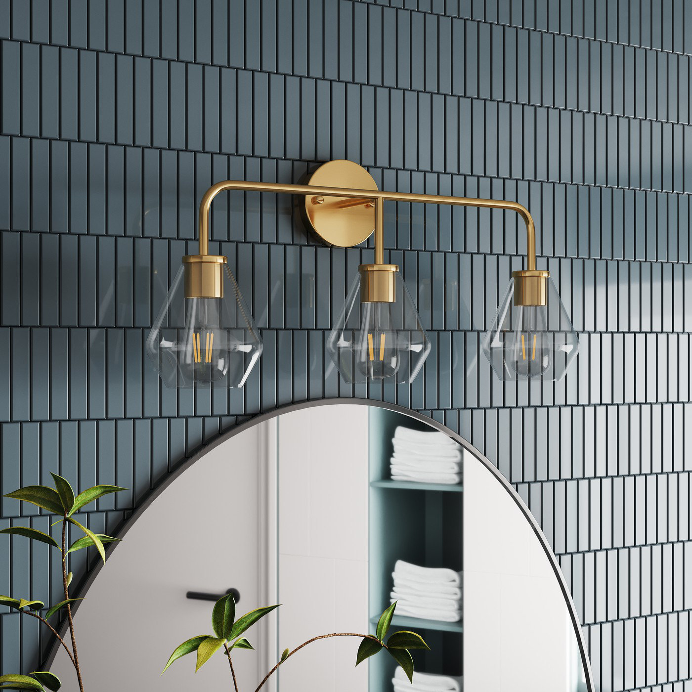 Beachcrest Home™ Amoll 3-Light 26.37 inch Glass Shade Copper Gold Finished E26 Dimmable ...