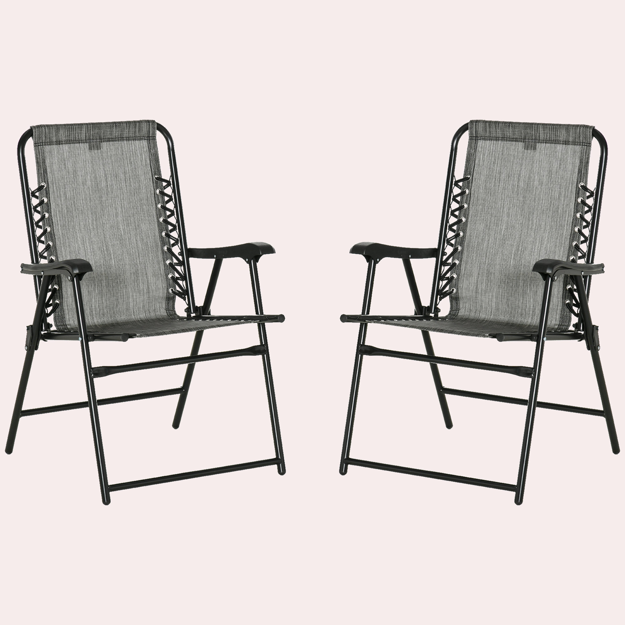 Latitude Run® Set of 2 Patio Folding Patio Chairs, Outdoor Camping ...