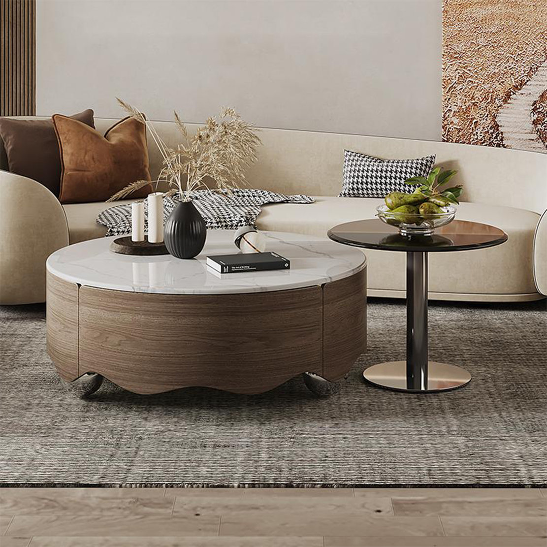 The Invincibles home Italian round microcrystalline stone coffee table ...
