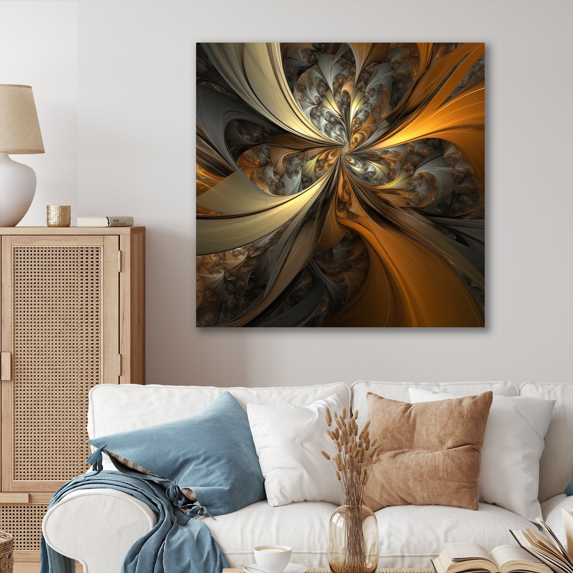 Mercer41 Blue and Gold Fractal Enigmas V - Print | Wayfair
