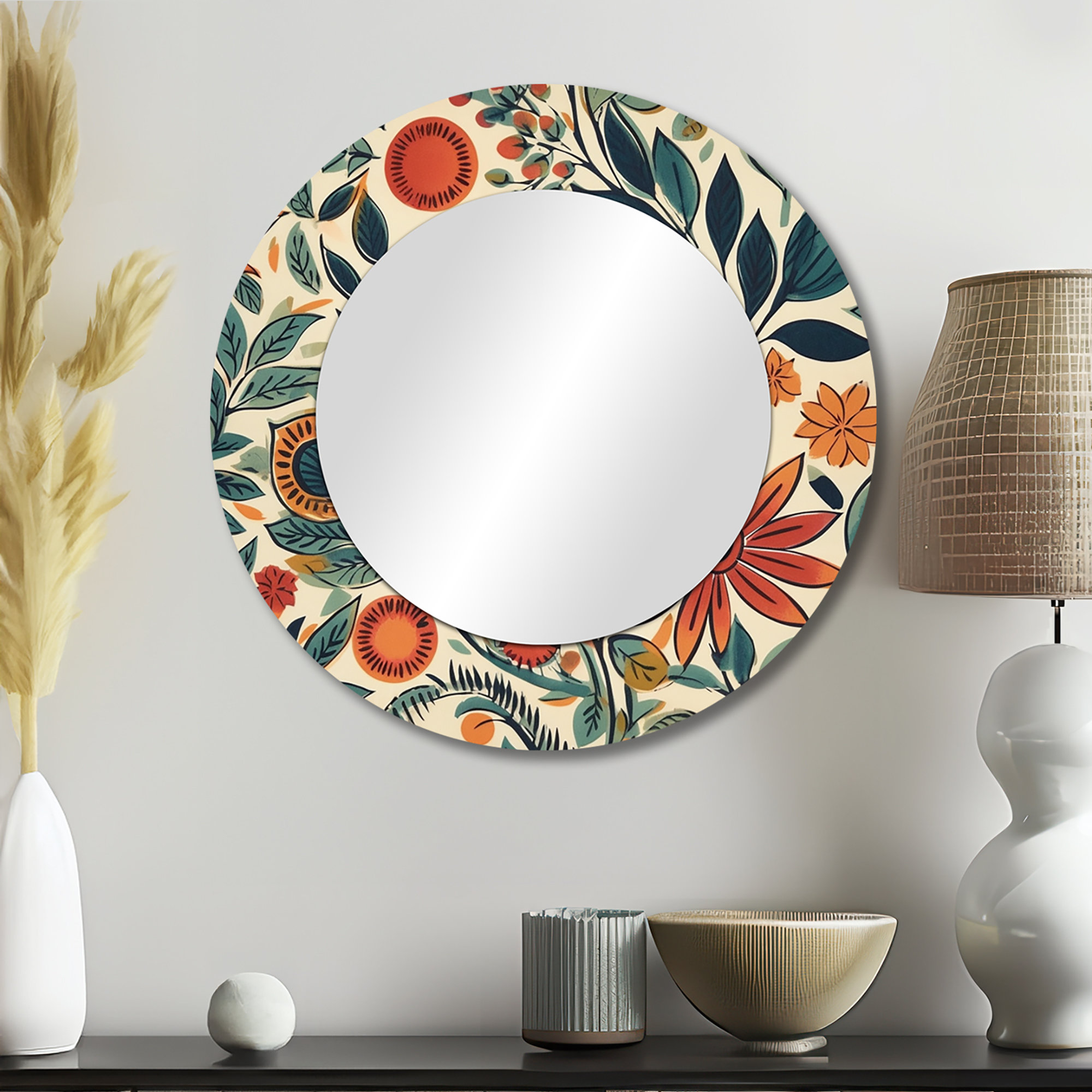 East Urban Home Pragiya Green Fern'S Symphony - Ferns Decorative Mirror ...