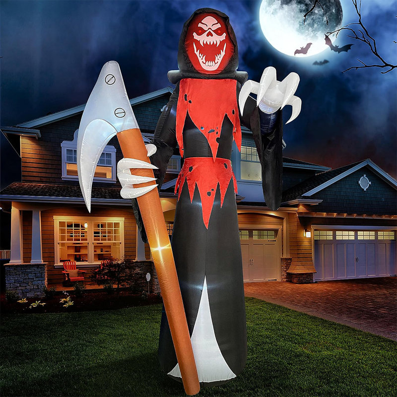 The Holiday Aisle® 12ft Tall Giant Scary Halloween Inflatable Grim ...