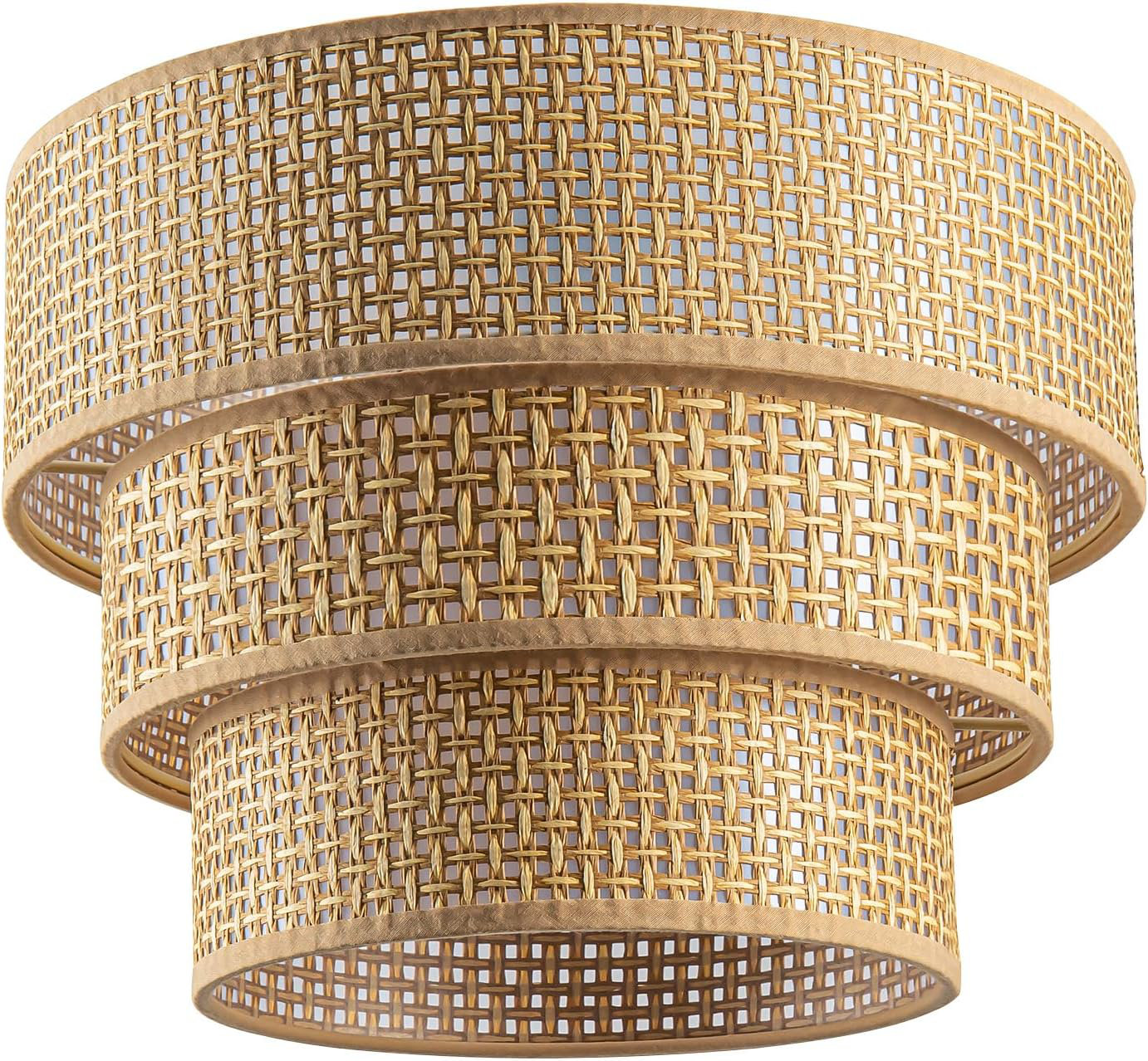 Dakota Fields 3-Tier Rattan Woven Drum Lamp Shade For Pendant, Floor ...