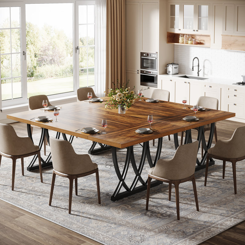 17 Stories Levontae 70'' Dining Table for 6-8 with Metal Base & Reviews ...