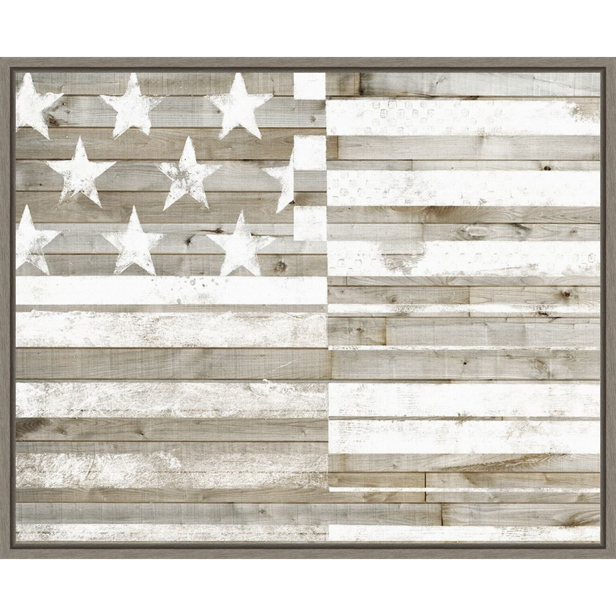 August Grove® American Flag - Floater Frame Graphic Art Print on Canvas ...