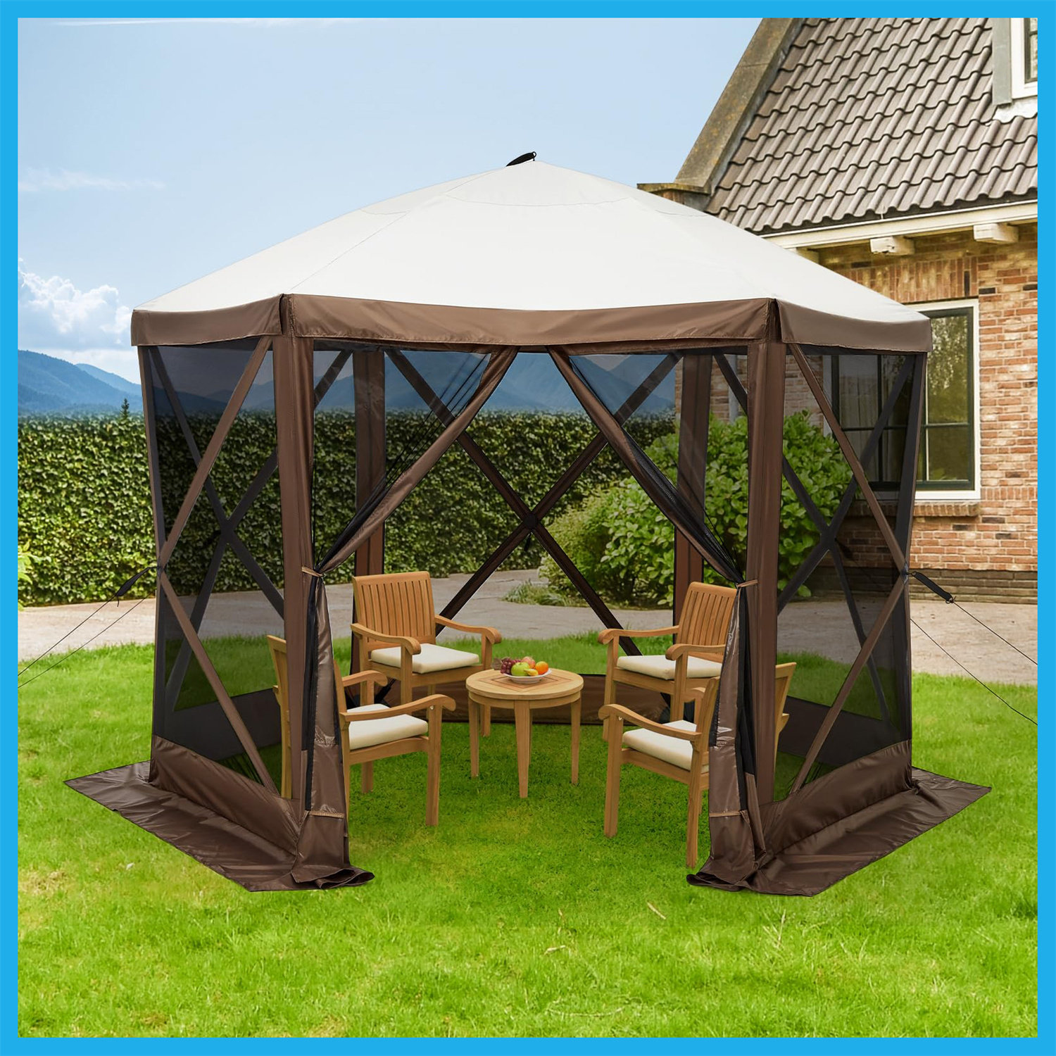 ASOPIX 6-Sided Pop-Up Gazebo Tent, Waterproof & UV-Protected Screened ...
