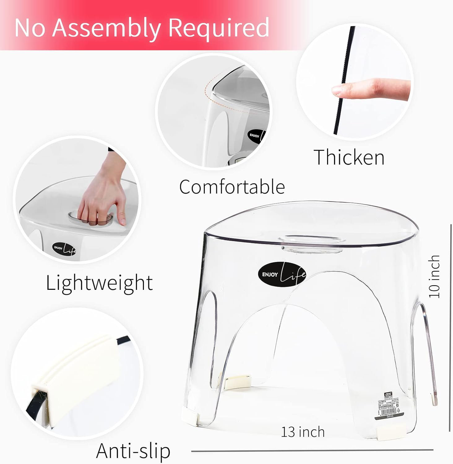 Symple Stuff Acrylic Small Shower Stool For Inside Shower - Waterproof ...