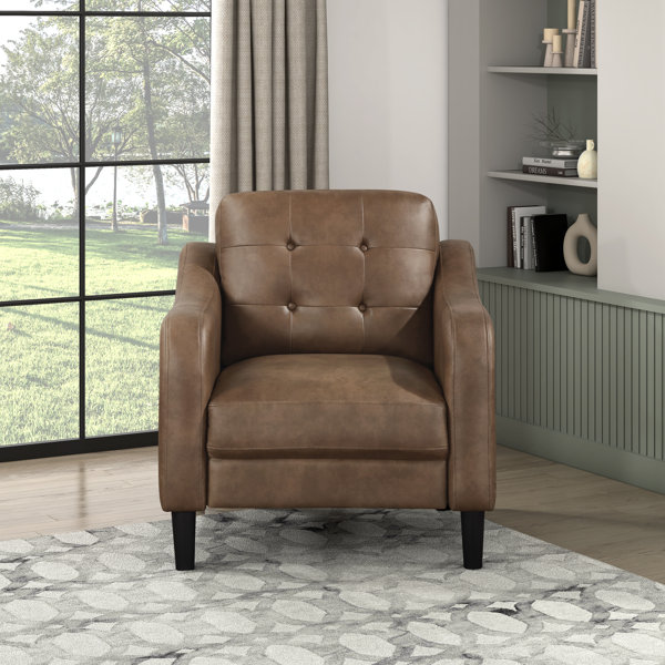 17 Stories Ronneisha 32''W Tufted Polished Microfiber Track Arm Accent ...