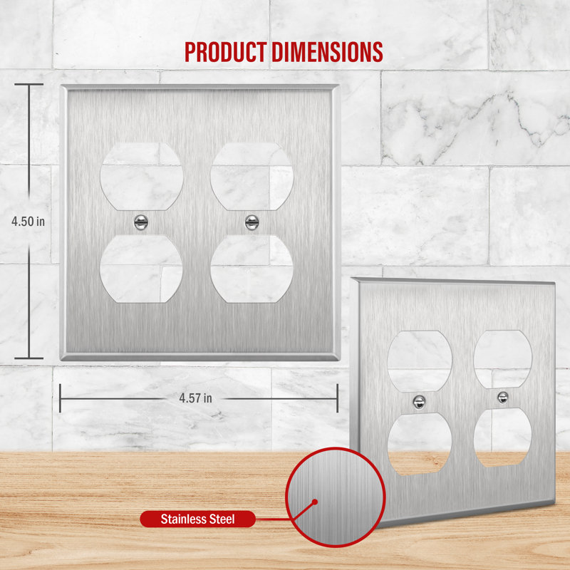 Enerlites 2 - Gang Duplex Outlet Standard Metal Wall Plate | Wayfair