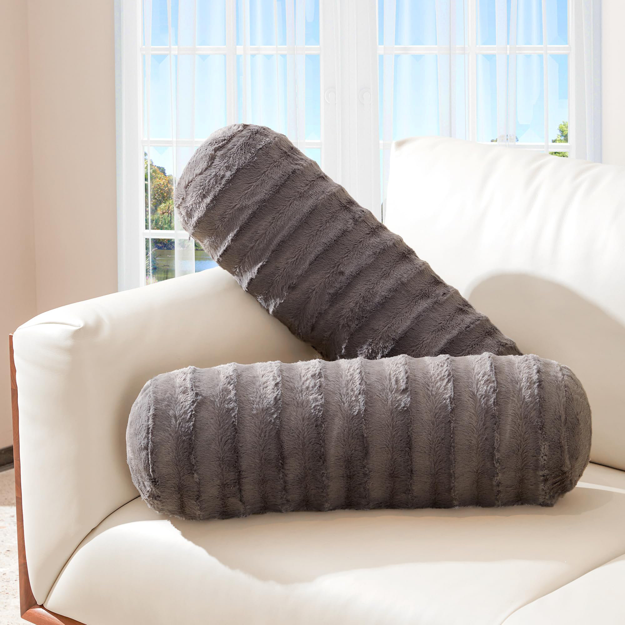 Two trees make a forest Cheer Collection Faux Fur Cylinder Pillows ...