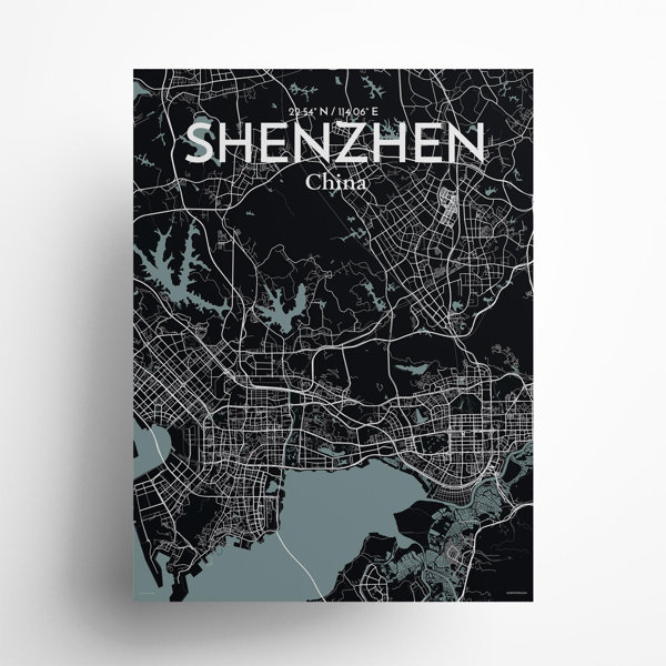 17 Stories China City Map Posters Shenzhen China|中國 City Map On Paper ...