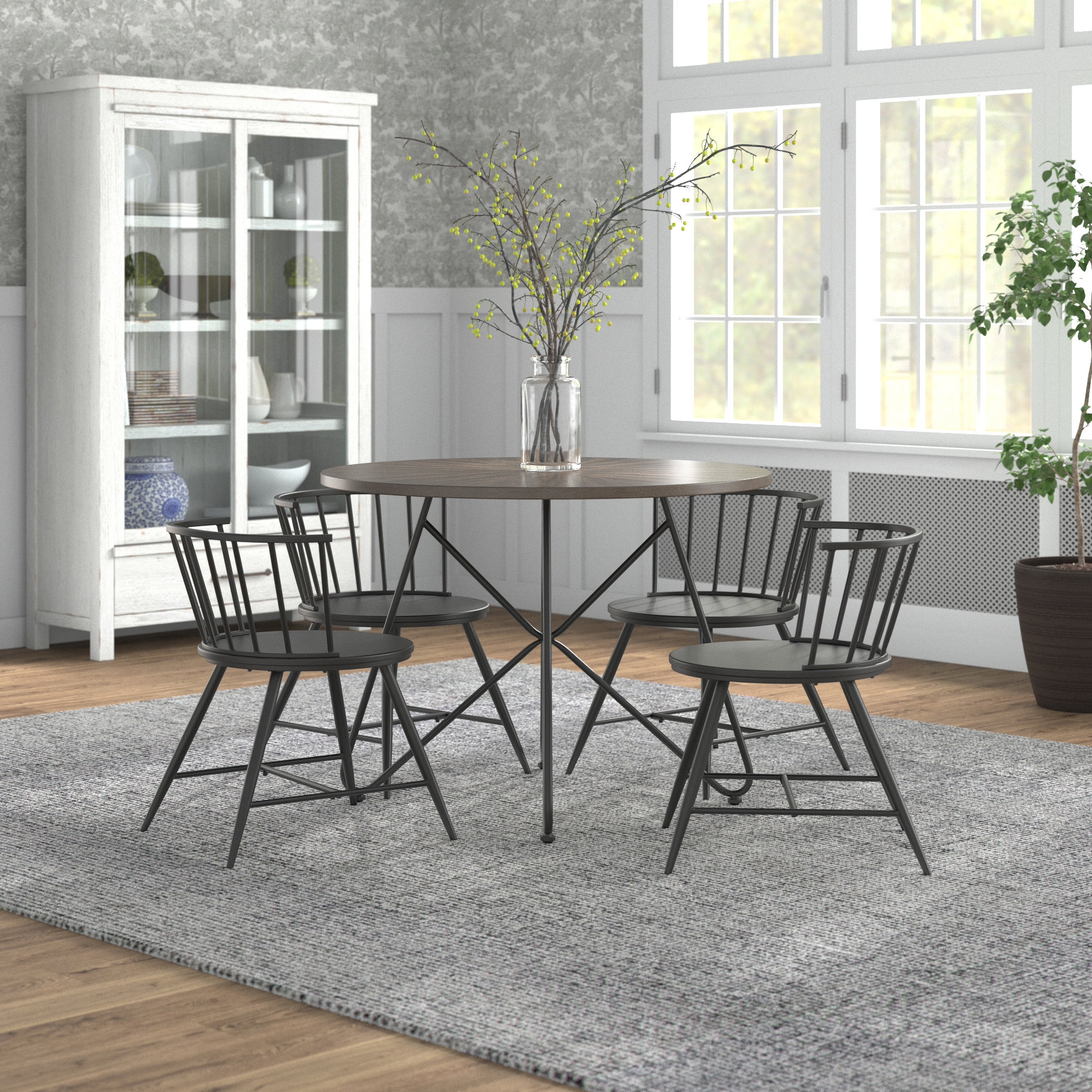 Laurel Foundry Modern Farmhouse Kennamer 4 - Person Four Leg Dining Set ...