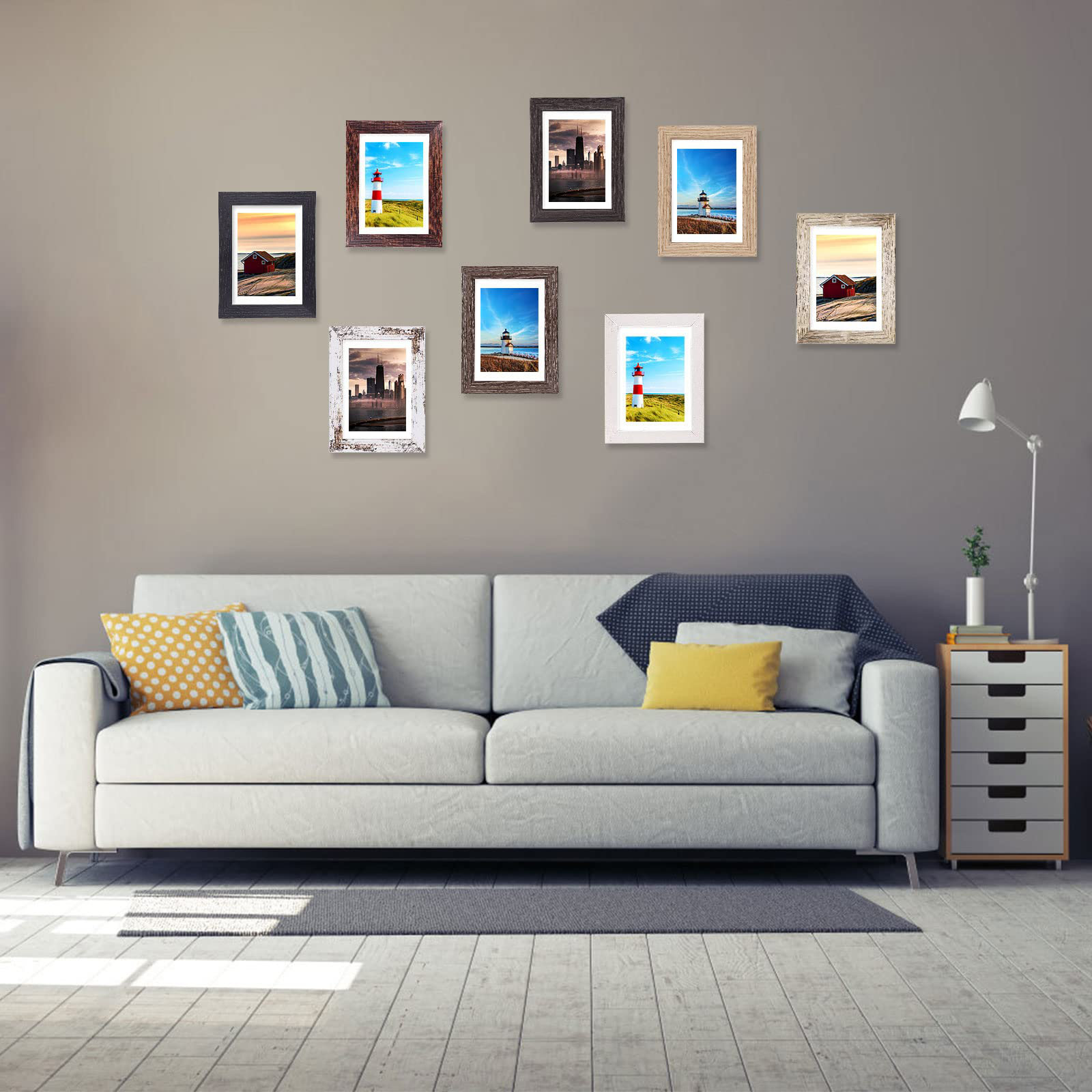 Gracie Oaks 5X7 Picture Frames Set Of 8, Rustic Picture Frames Multi ...