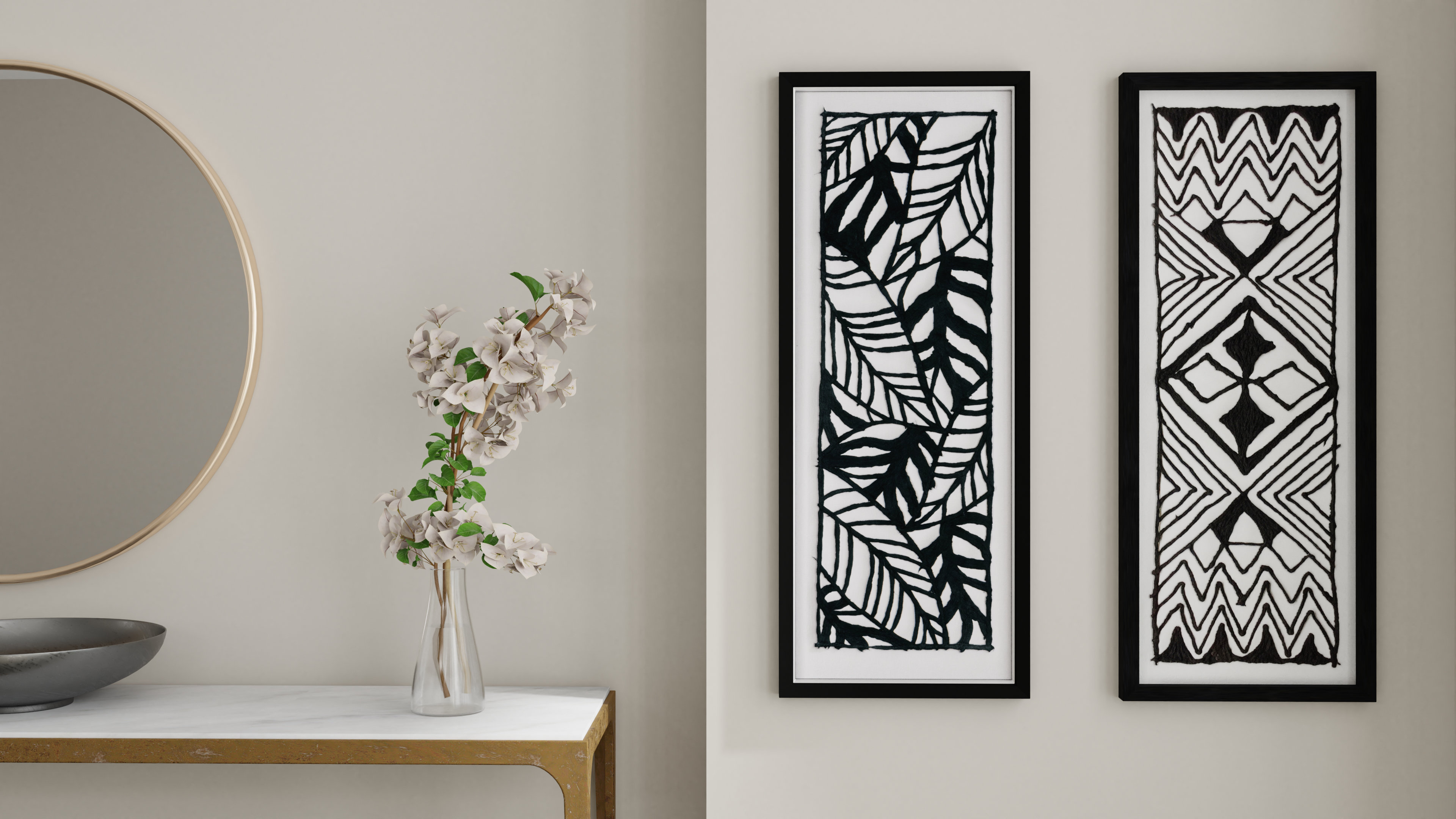 Foundry Select Modern Tribal Shadow Box - Shadowbox Painting on | Wayfair