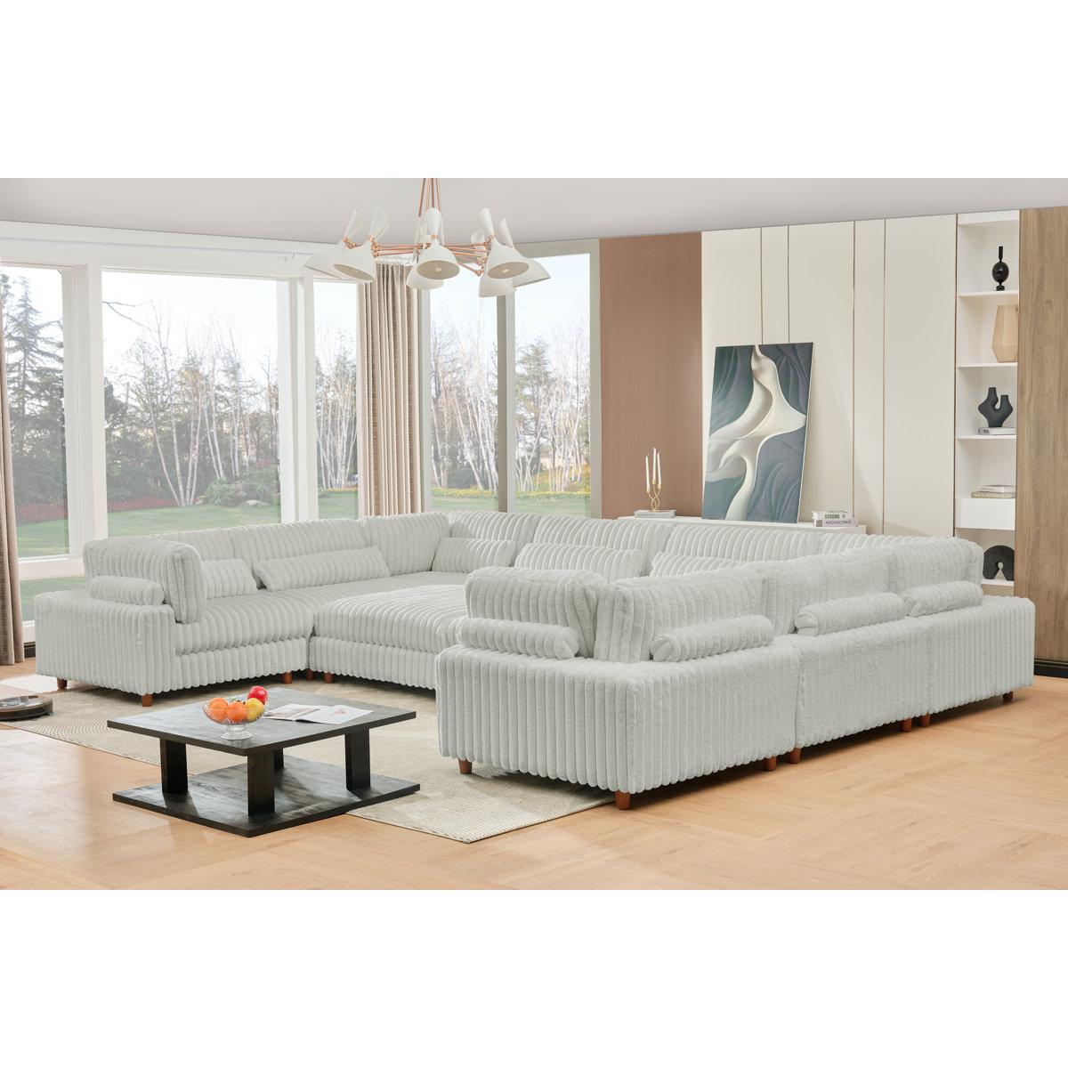 Mercer41 10-piece Fluffy Large Corduroy Cloud Corner Sofa Sleeper Couch ...