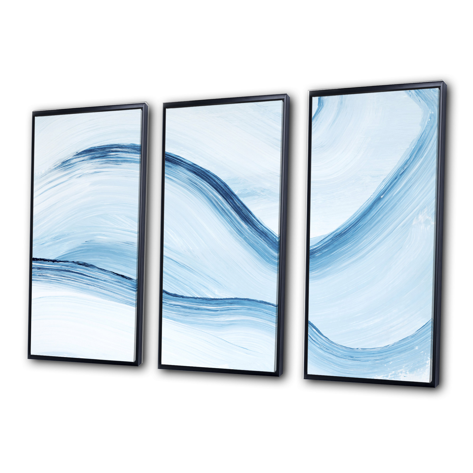 Wrought Studio " Liquid Ink Art In Shades Of Light Blue III " 3 ...