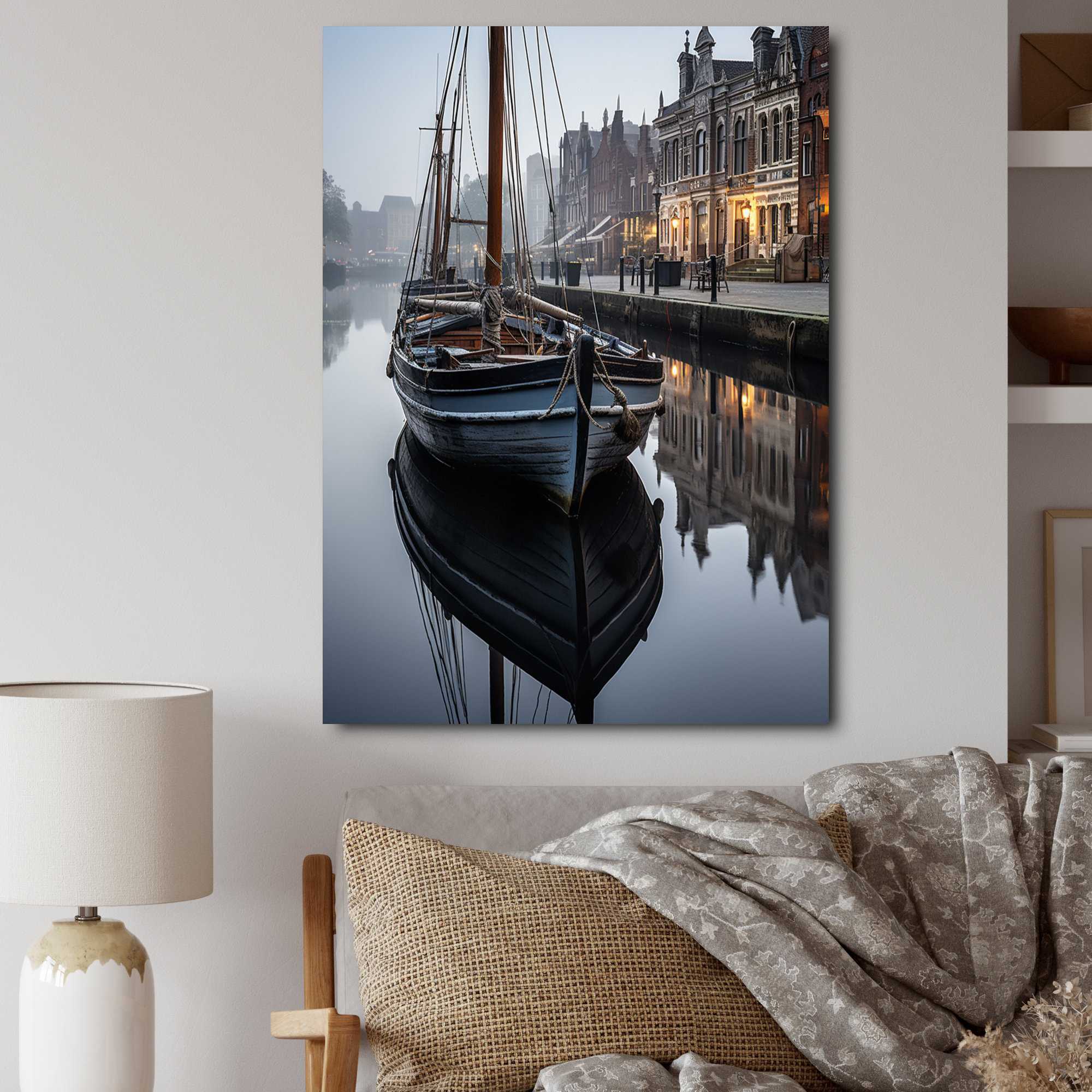 Longshore Tides Grey Canal Reflections In Monochrome II - Cityscapes ...